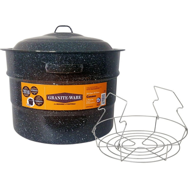 Large Granite Ware 21.5 qt. Water Bath Canner and Rack for Home Canning ...