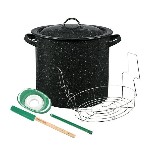 Granite Ware 6-Piece Pot Set, 15.5-Quart Steel Water Bath Canner Kit ...