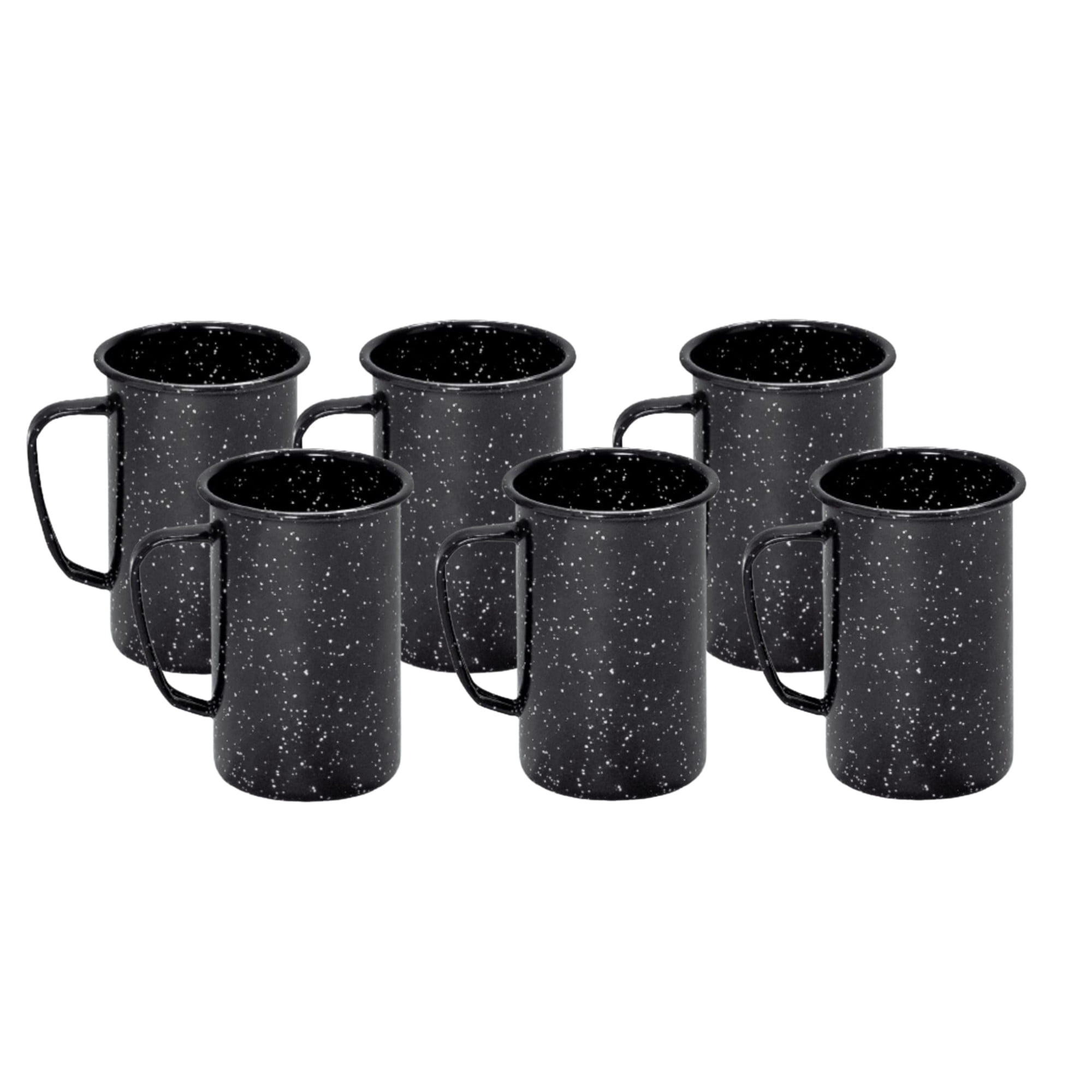 Cinsa 6 Piece Mug Set, 20 oz (Speckled Black), Enamelware mugs for ...