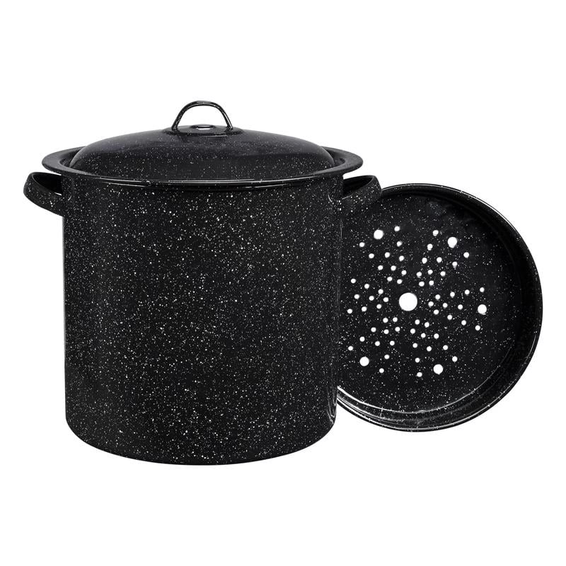 Graniteware Large 34 qt. Cooking Stock Pot, Porcelain Enamel Steamer ...