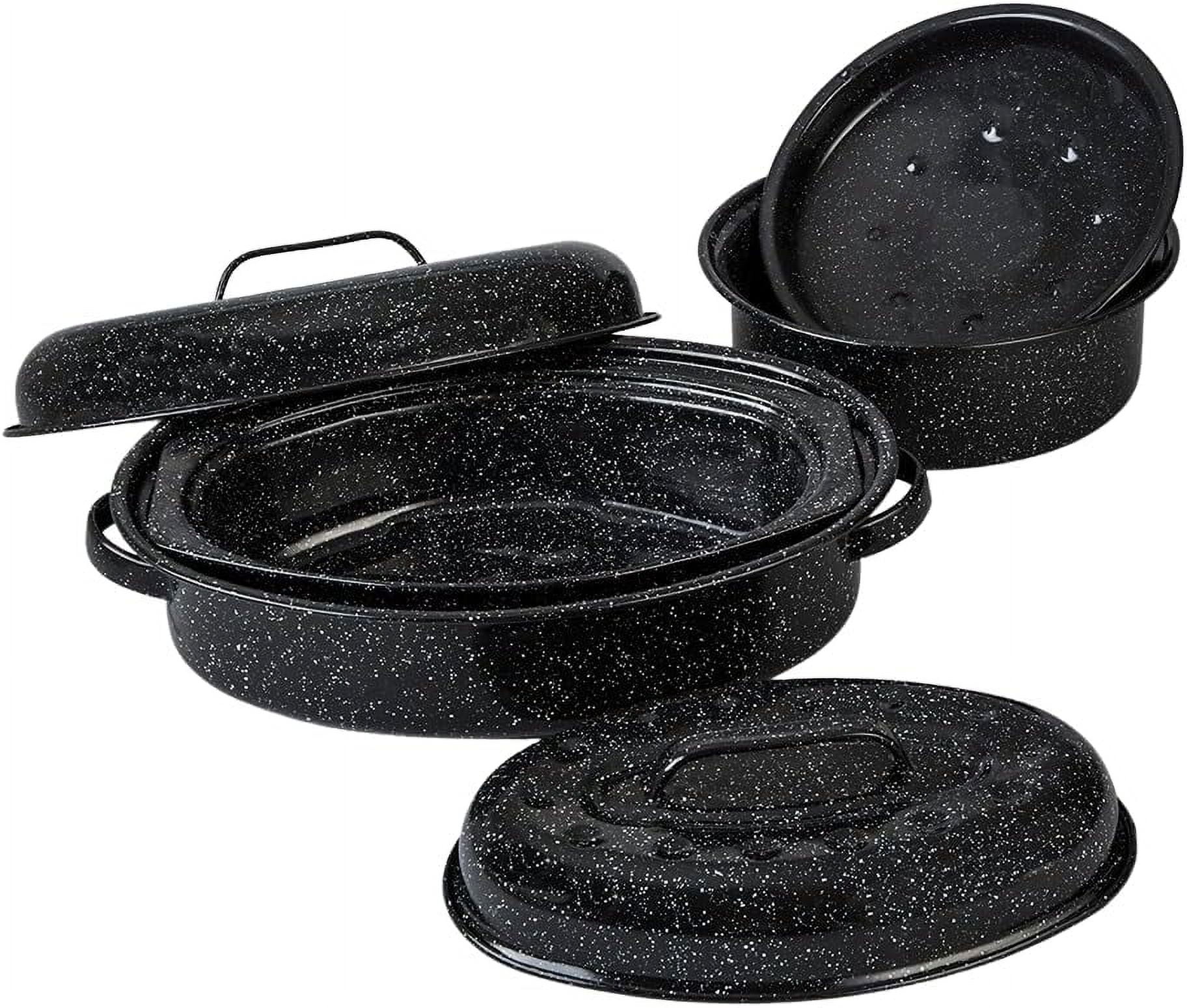 Granite Ware Roasting Set Covered 13 in and 15 in Oval roaster and 3 lb ...
