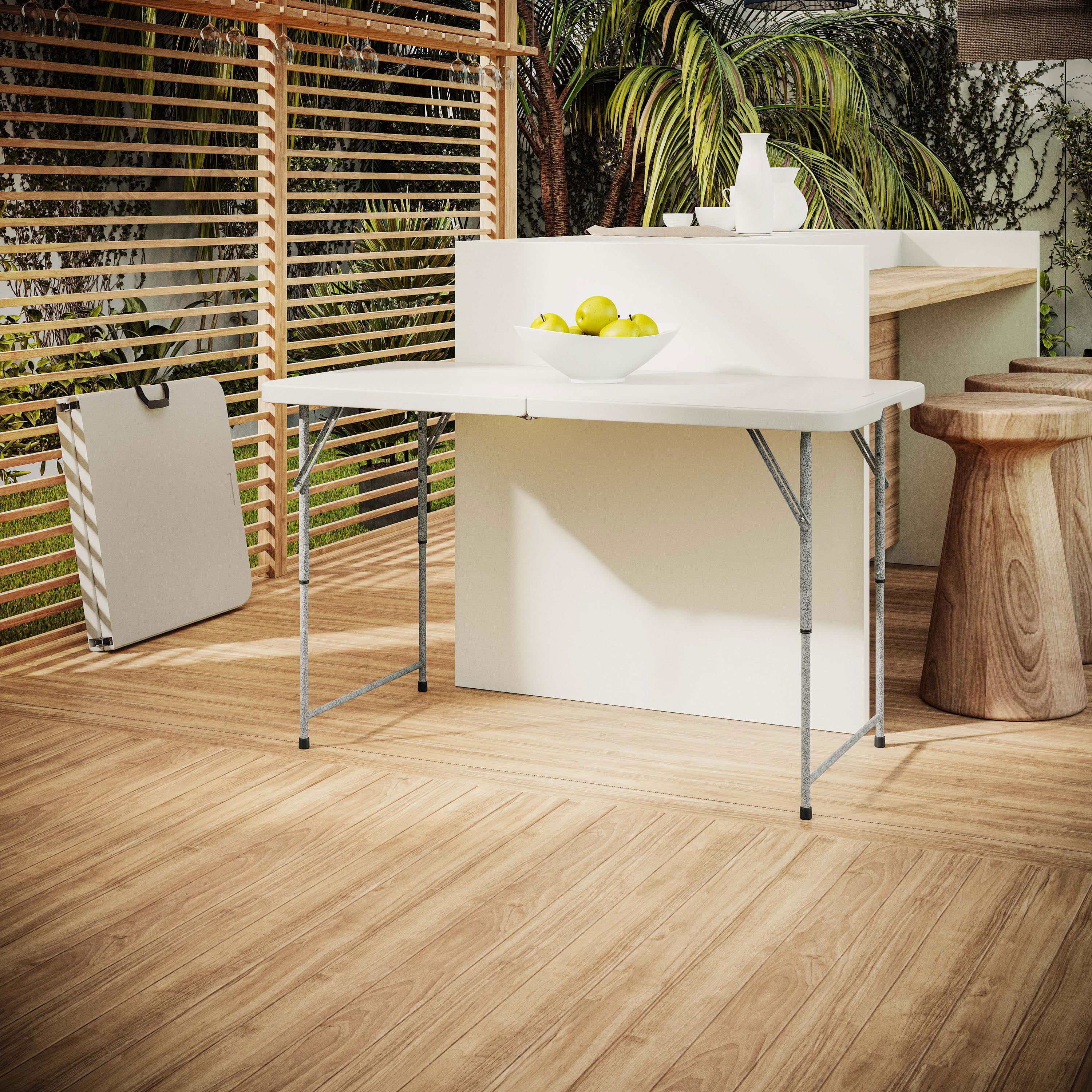 Granite White Adjustable Height Folding Table with Easy-Carry Handle ...