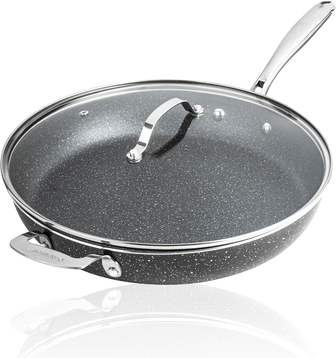 Granitestone 14 Inch Large Frying Pan with Lid, Ceramic Non Stick ...