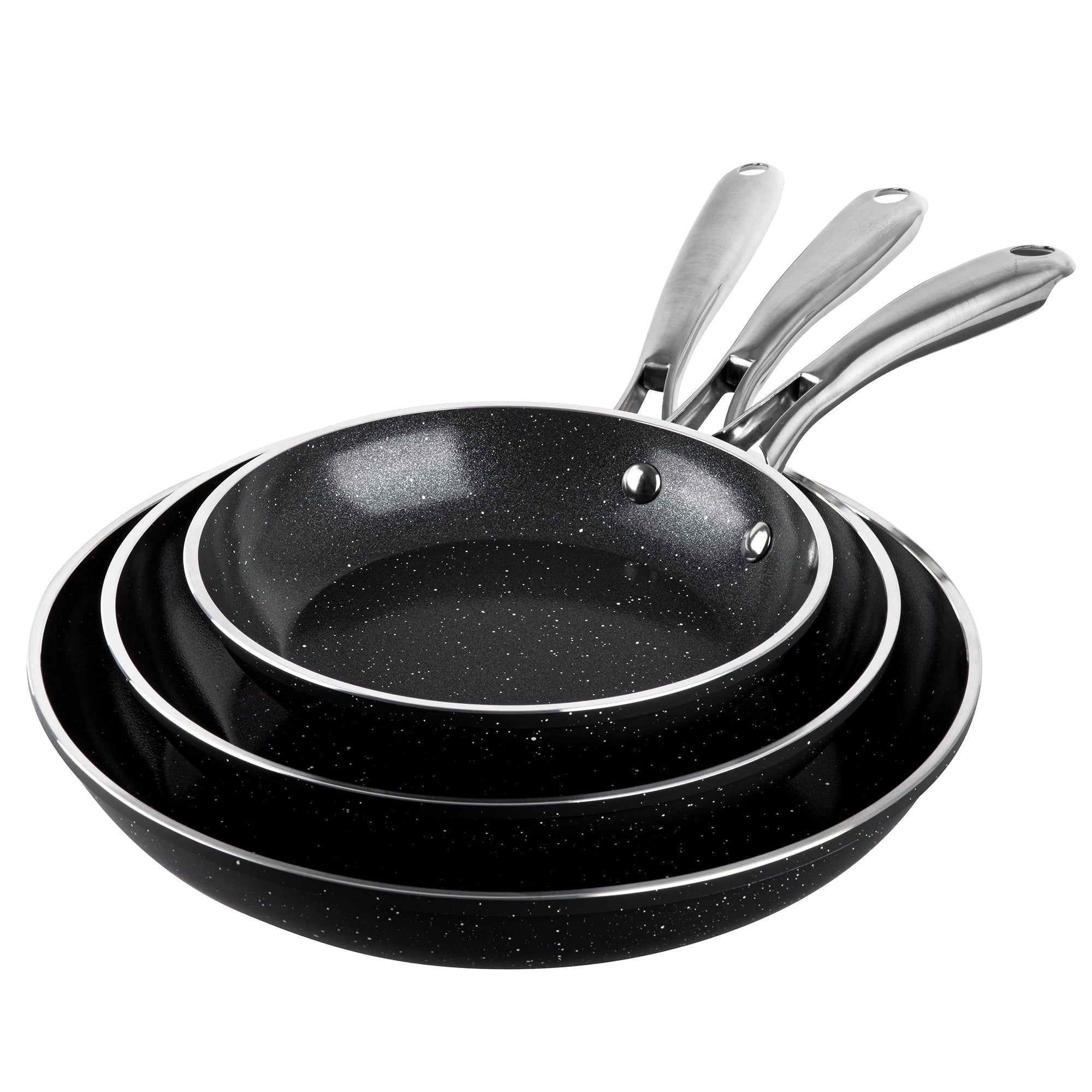 GraniteStone 3 Pc Nonstick Frying Pan Set, Ceramic, Oven & Dishwasher ...