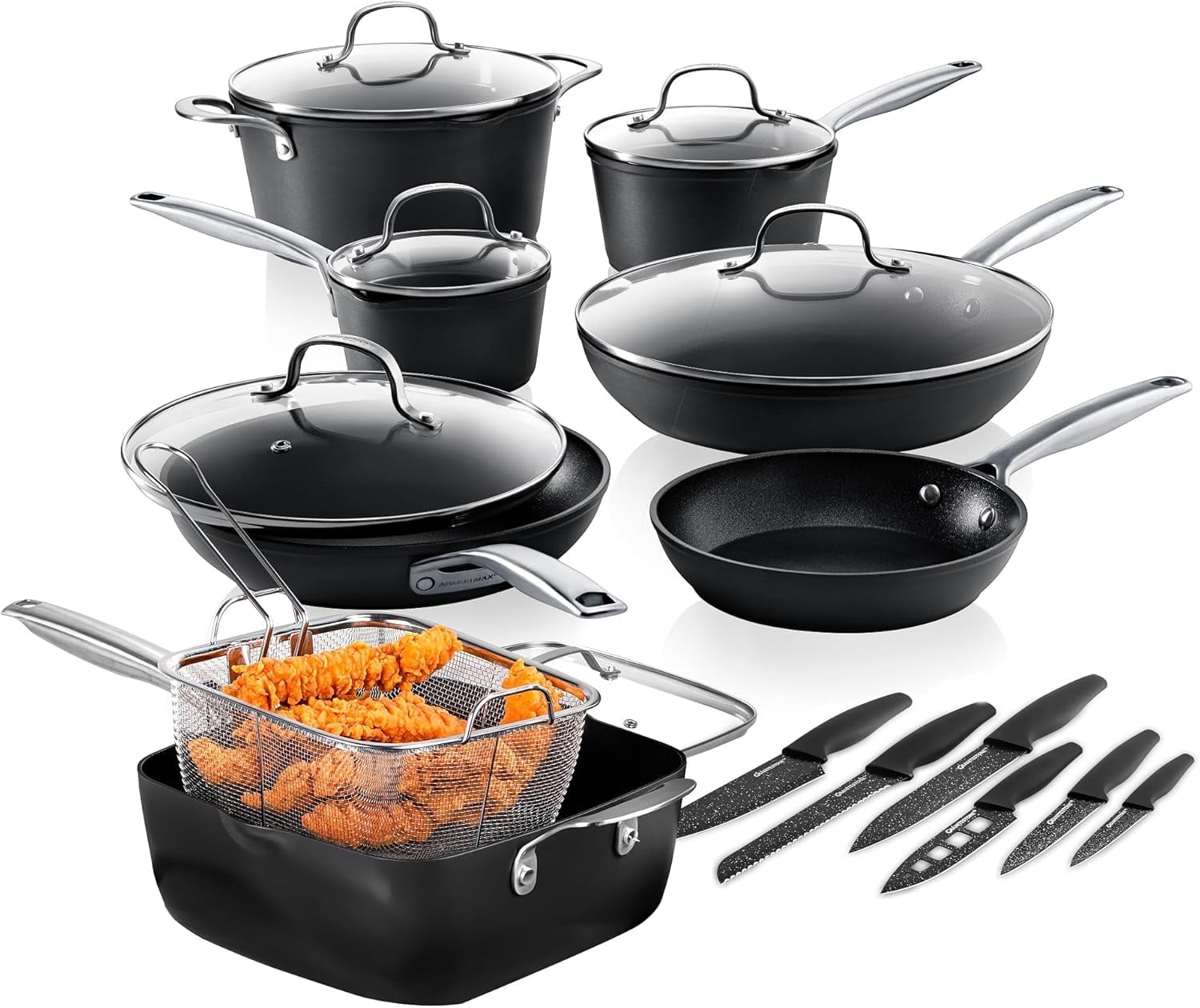 Granitestone Armor Max 20pc Nonstick Aluminum Cookware Set & Granite ...