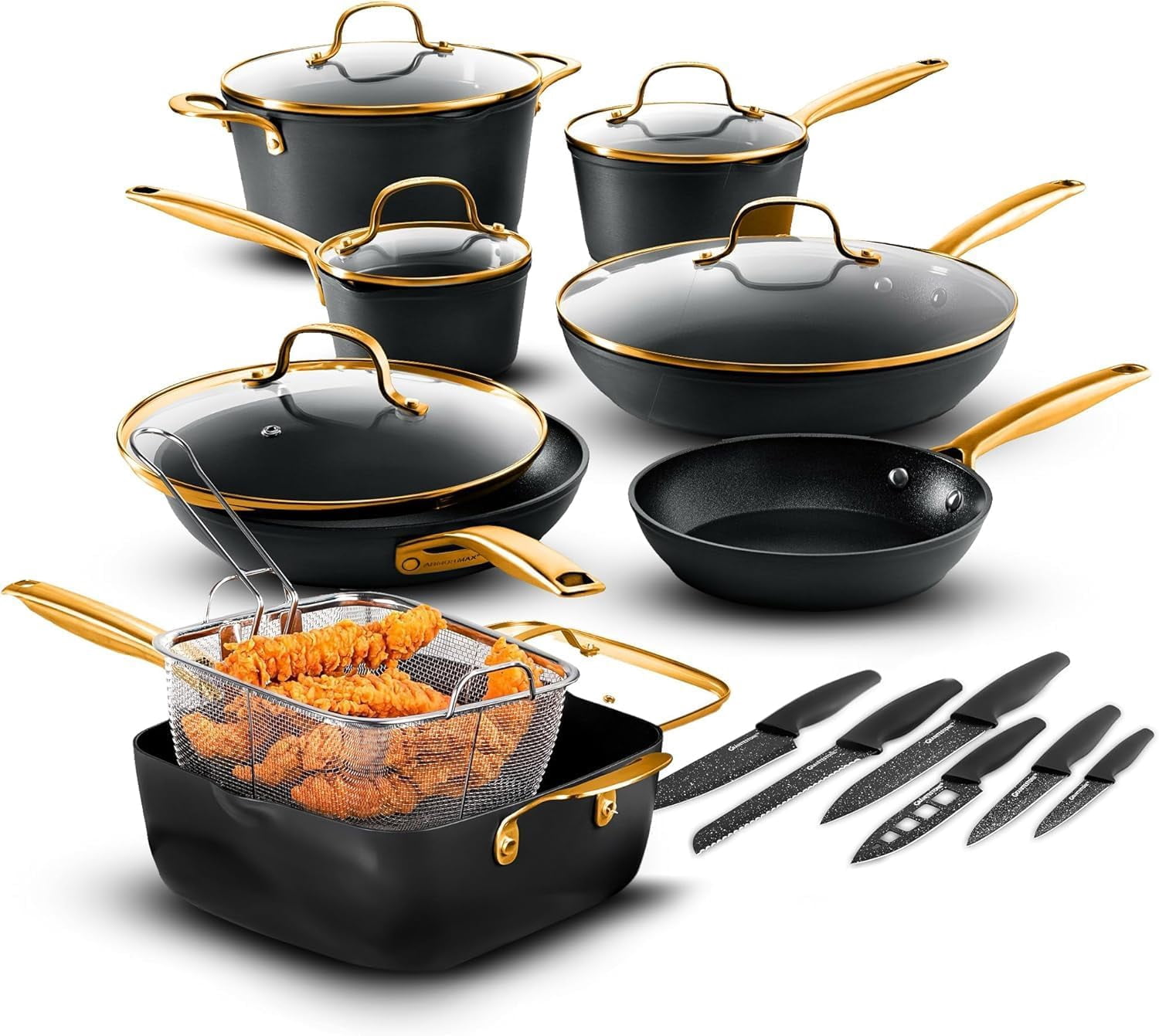 Granitestone Armor Max 20 Pc Hard Anodized Pots and Pans Set Non Stick ...