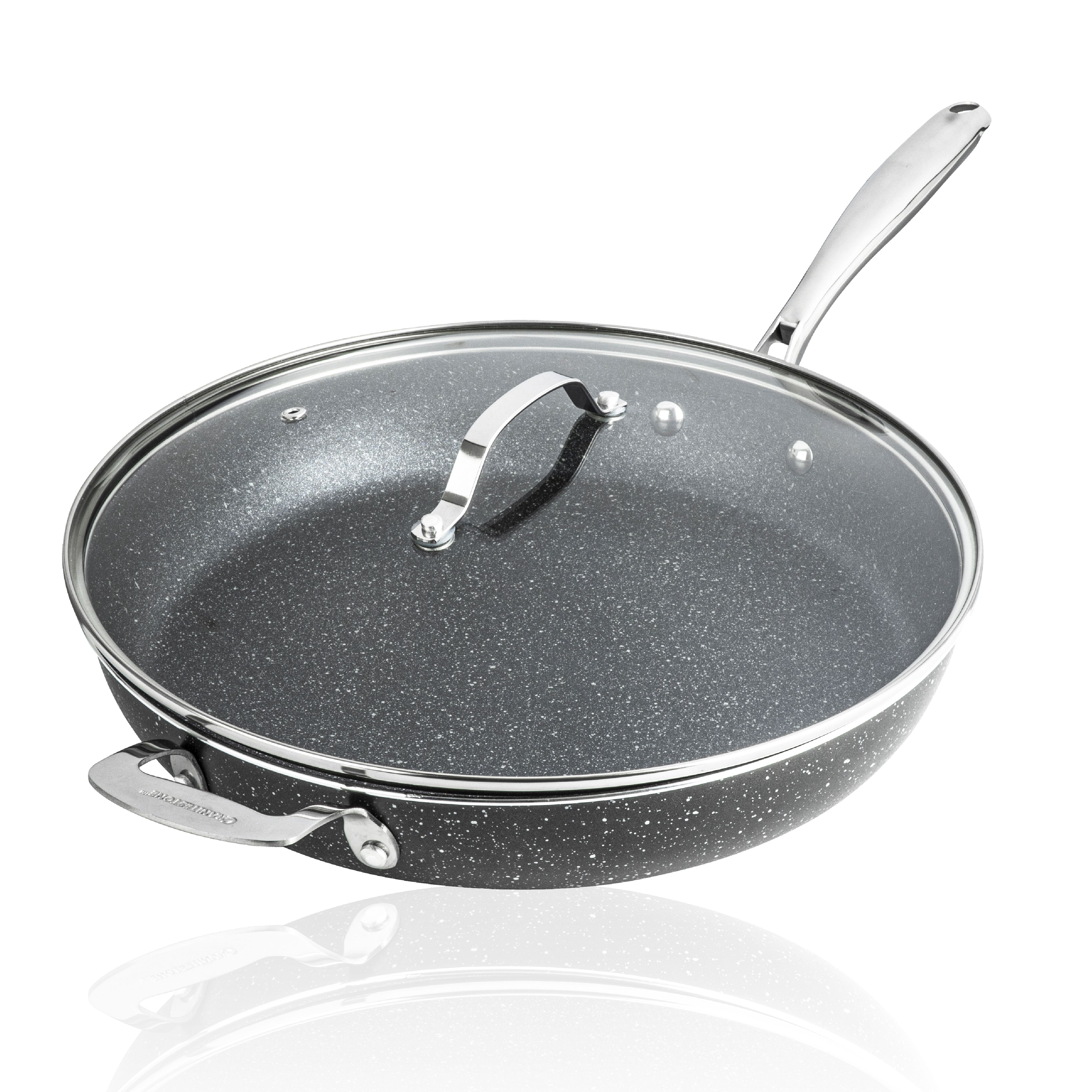 Granitestone 14 Inch Frying Pan with Lid, Large Non Stick Skillet for ...