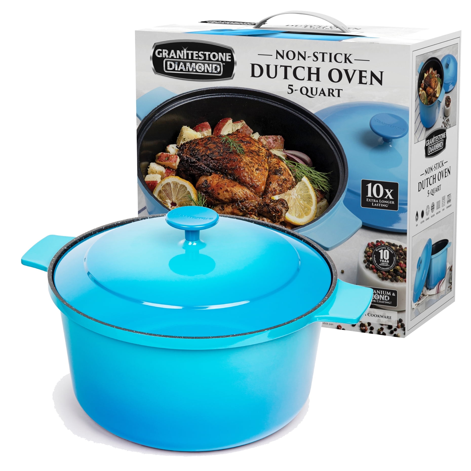 Granite Stone 5Qt Nonstick Dutch Oven, Ultra-Durable Mineral & Diamond ...
