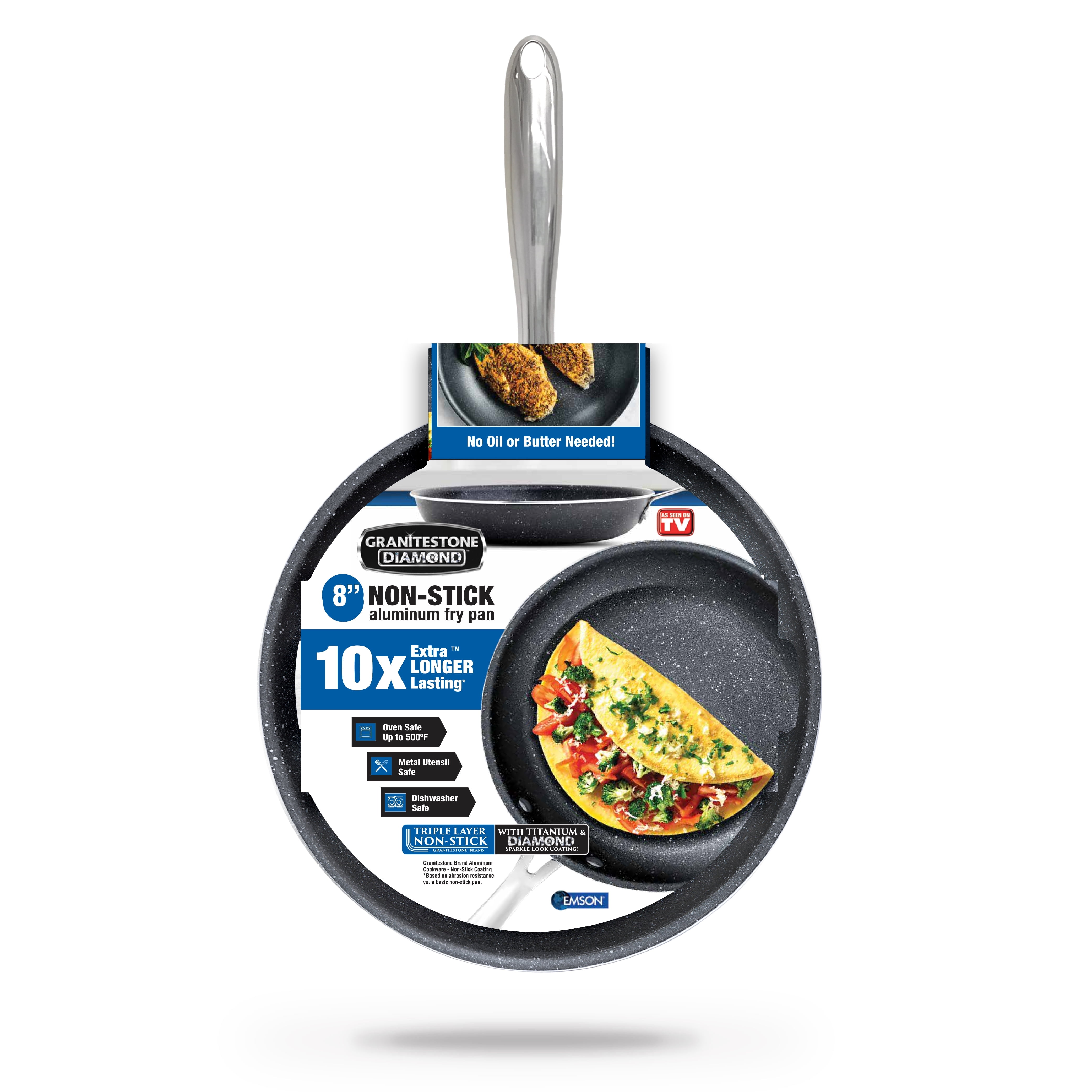 Granitestone Diamond Non-Stick 8'' Frying Pan, Triple Layer, Oven Safe ...