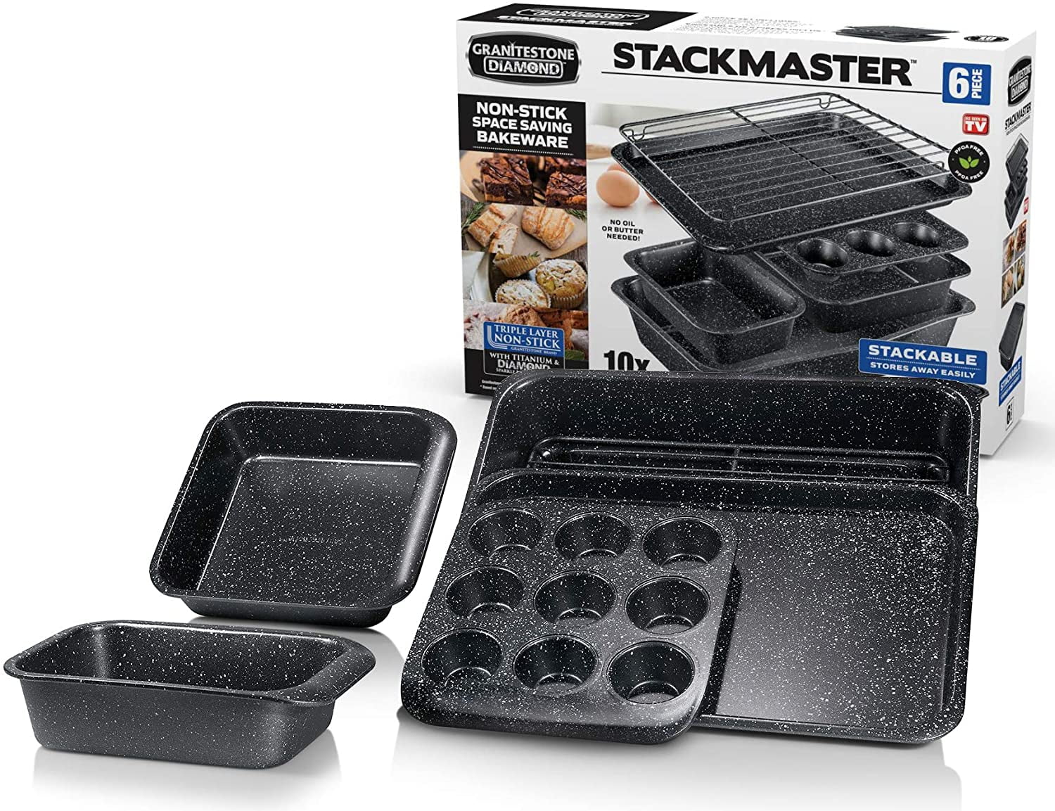 Granitestone Stack Master 6-Piece Mineral and Diamond Infused Non-Stick ...