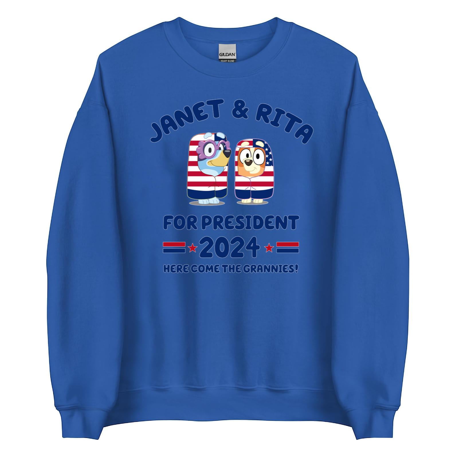 Grannies Slogan Parody Sweatshirt, 2024 Satirical Humor Graphic Shirt ...