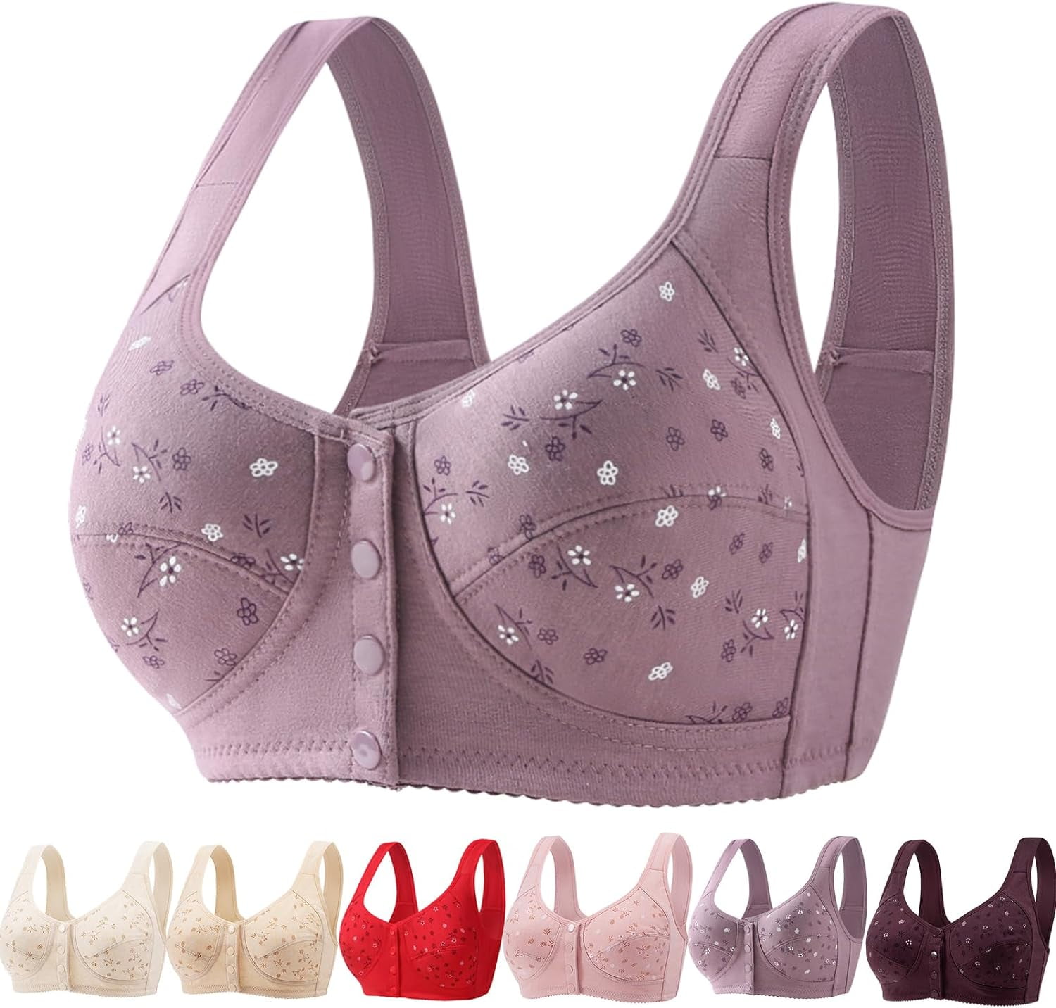 Granny Bra, Snap Front Bra Older Women, Cotton Front Closure Bra for ...