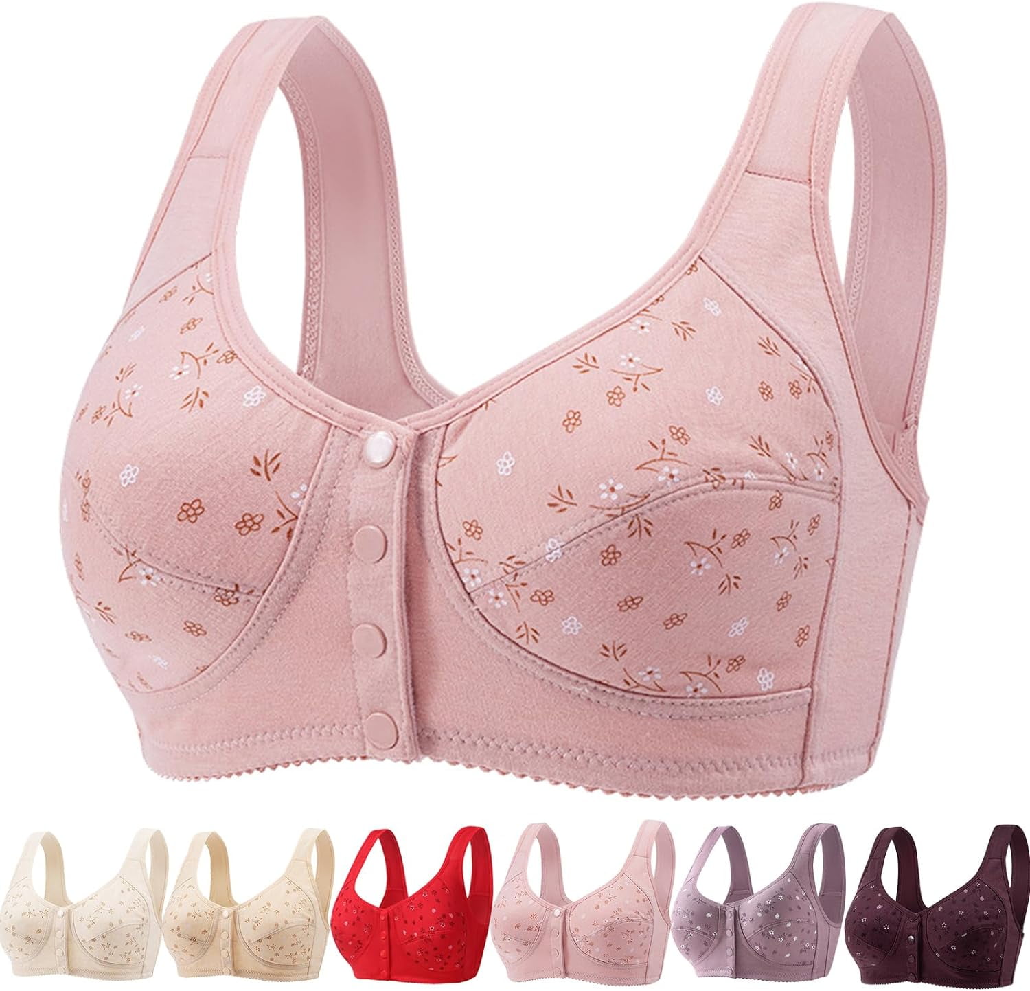 Granny Bra Snap Front Bra Older Women Cotton Front Closure Bra For Seniors