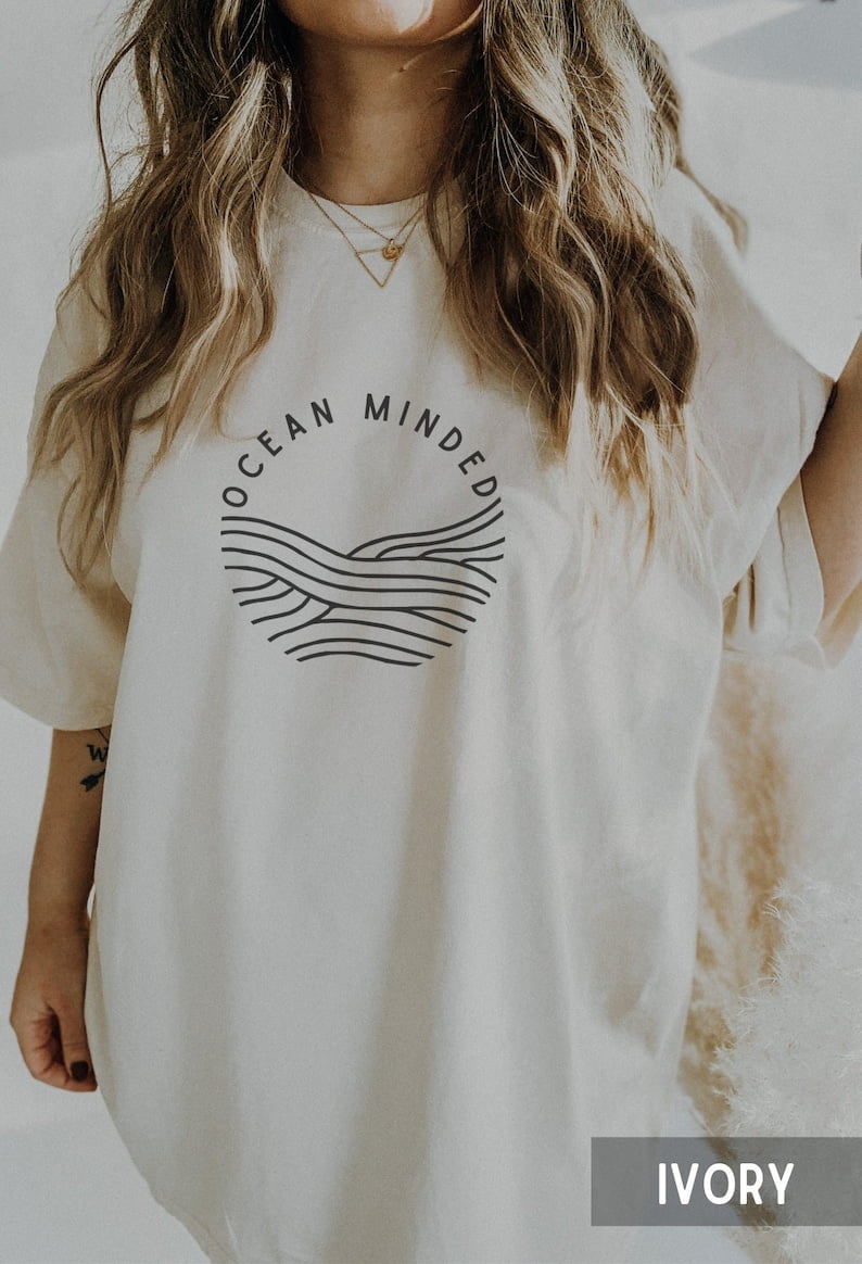 Granola Girl Aesthetic, Ocean Minded Shirt, Minimalist Surfer Girl, Trendy Waves Shirt, Summer ...
