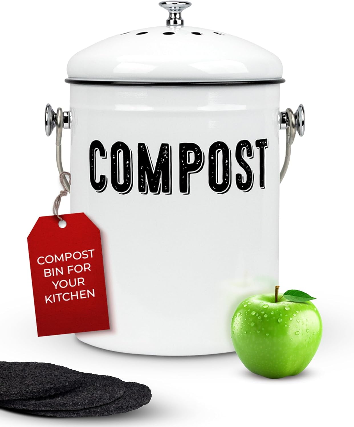 Granrosi Countertop Compost Bin Kitchen - 1.3 Gal Indoor Compost Bucket ...