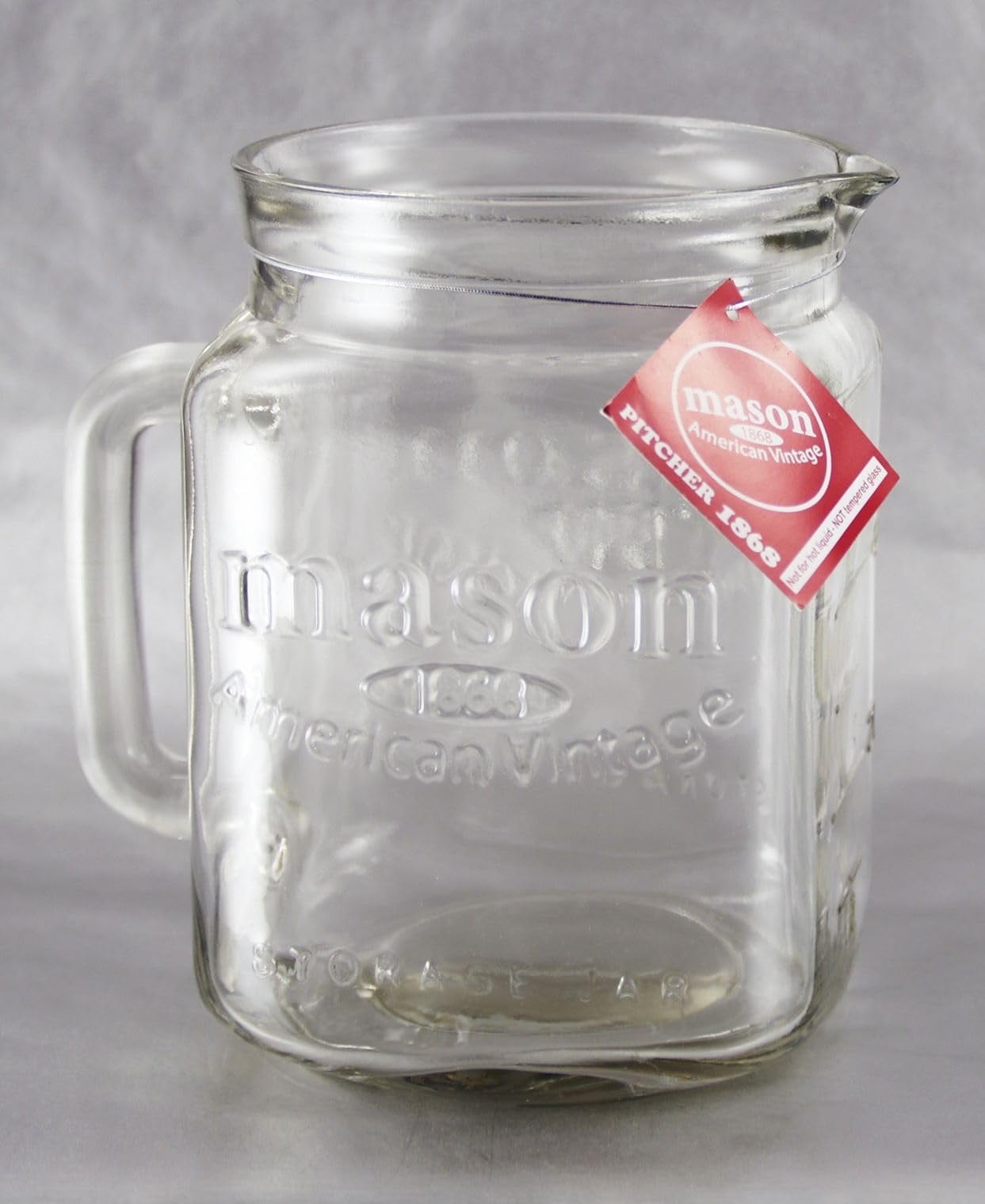 Grant Howard Mason Jar 64 oz – Embossed Glass Jar with Pour Spout for ...