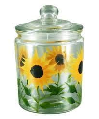 Grant Howard Glass Jar Cannister Hand Painted Yellow Sun Flowers 68 oz ...