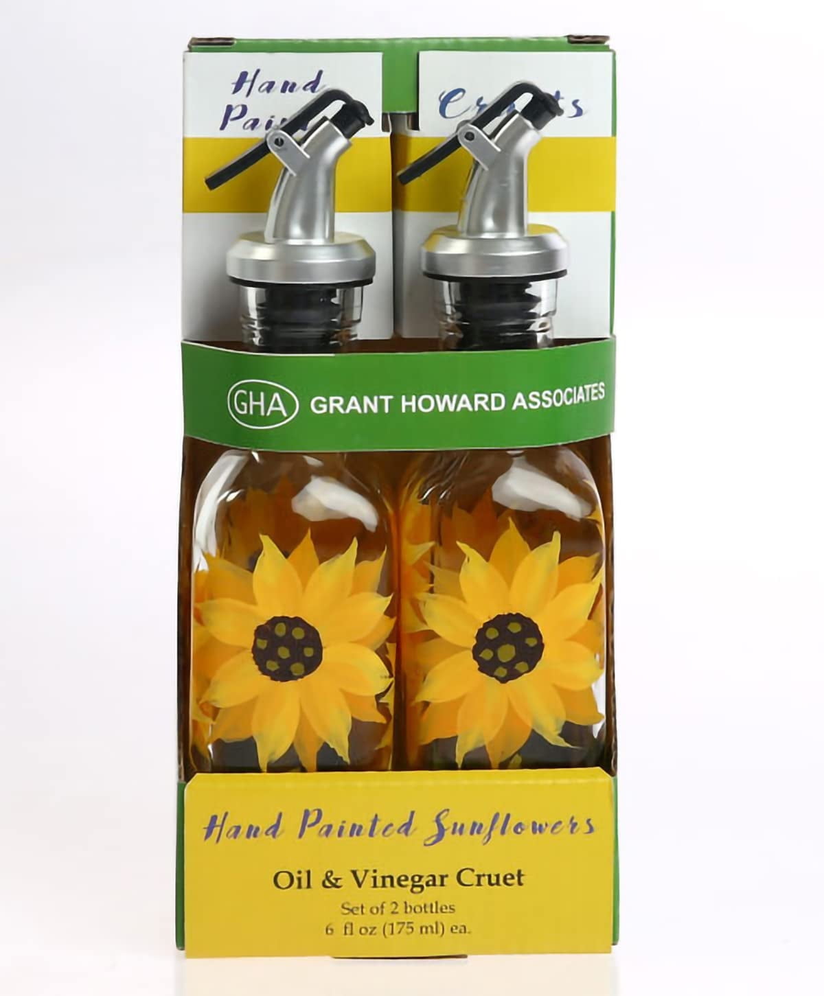 Grant Howard 6 oz Mini Glass Oil & Vinegar Cruet Set – Hand Painted ...