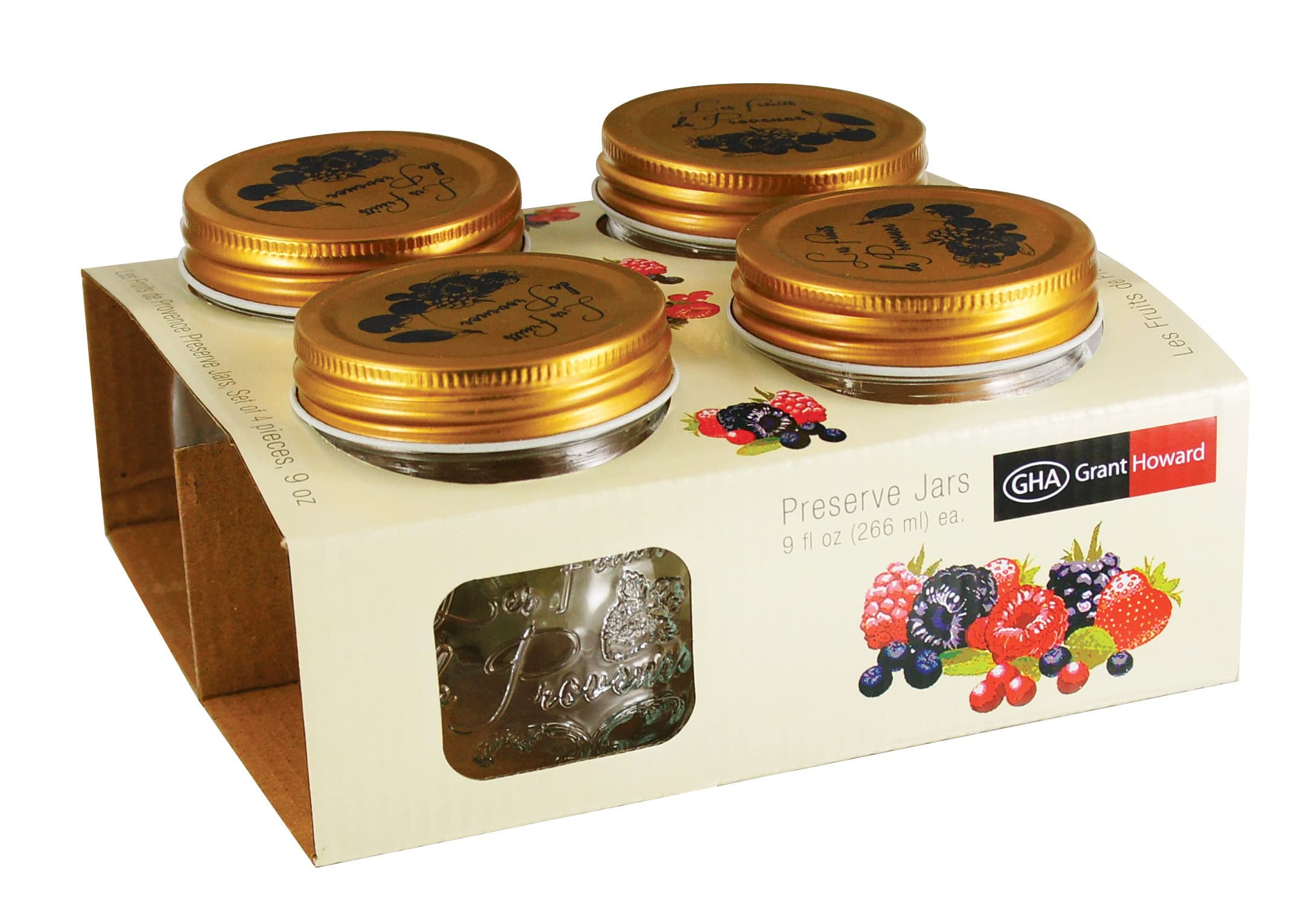 Grant Howard Les Fruits de Provence Preserve jar 4 Set, 9 Ounces, Glass ...