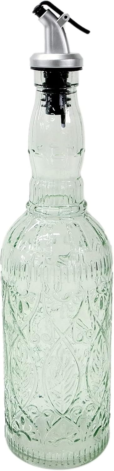 Grant Howard Roma Embossed Glass Oil and Vinegar Cruet with Pourer Bottle , 22 oz, Translucent ...