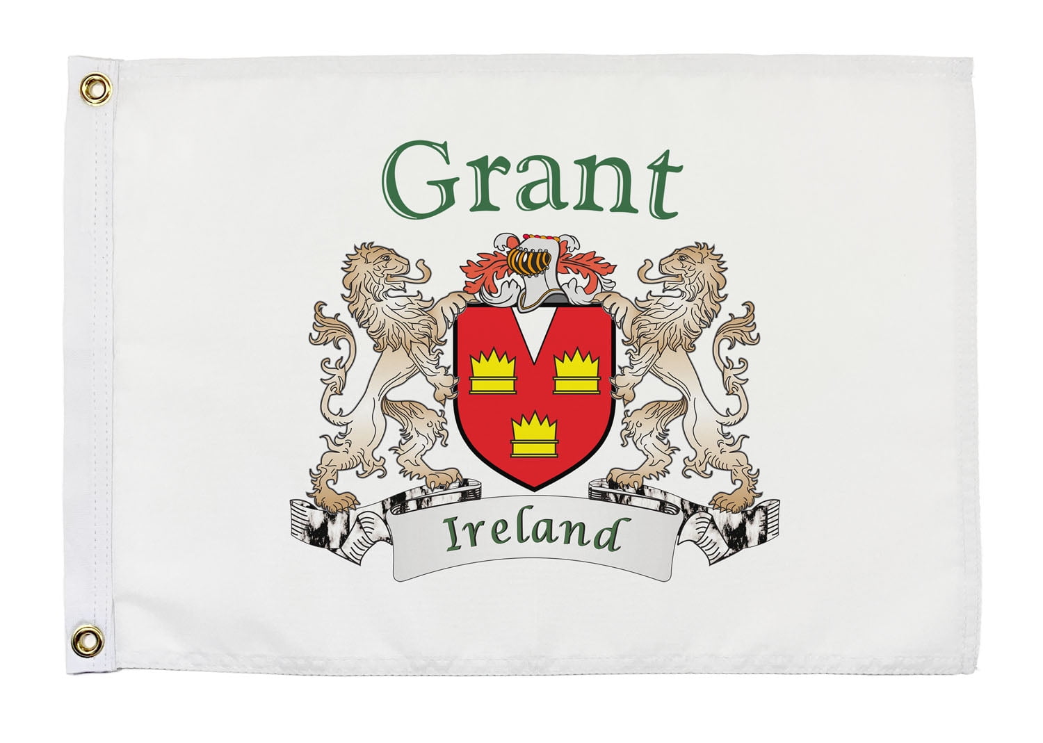 Grant Irish Coat of Arms Small White Flag - 16"x10.5" inches - Walmart.com