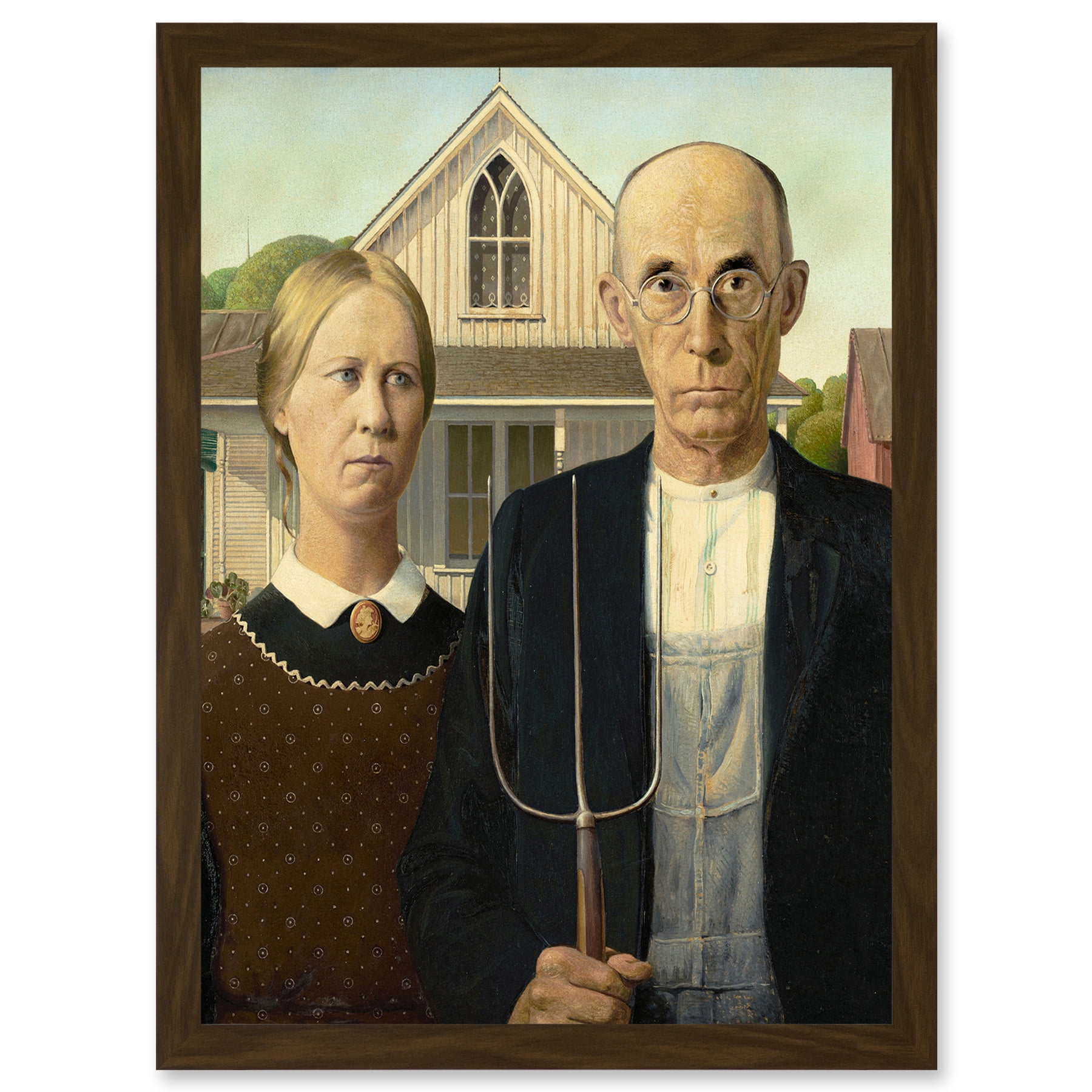 Grant Wood American Gothic Iconic A4 Artwork Framed Wall Art Print ...
