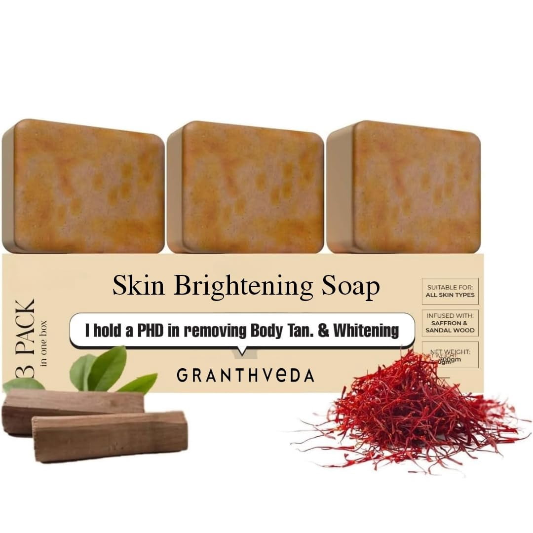 Granthveda Sandalwood Saffron Handmade Bath Soap 300g Pack of 3 ...