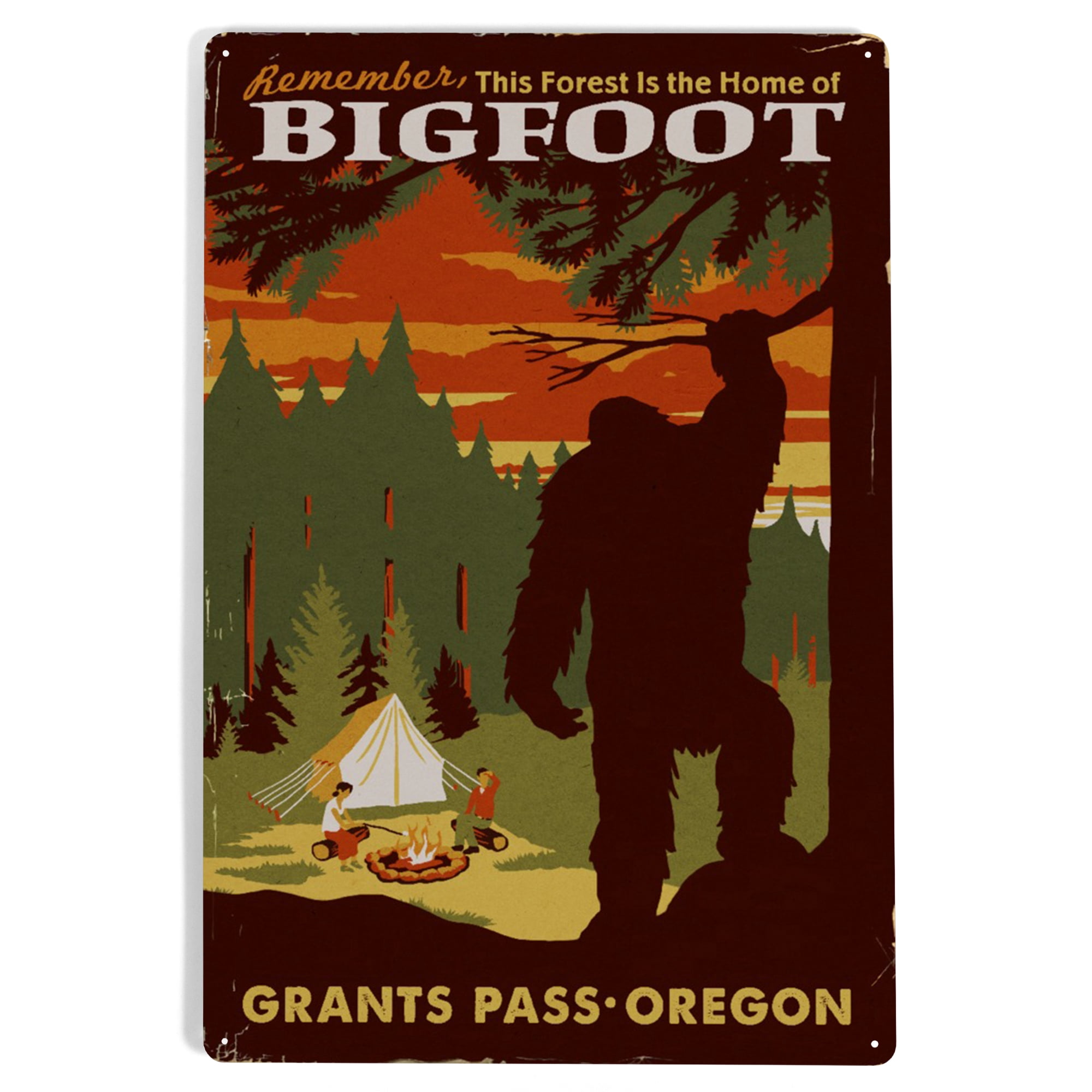 Grants Pass, Oregon, Home of Bigfoot (12x18 Aluminum Art, Indoor ...