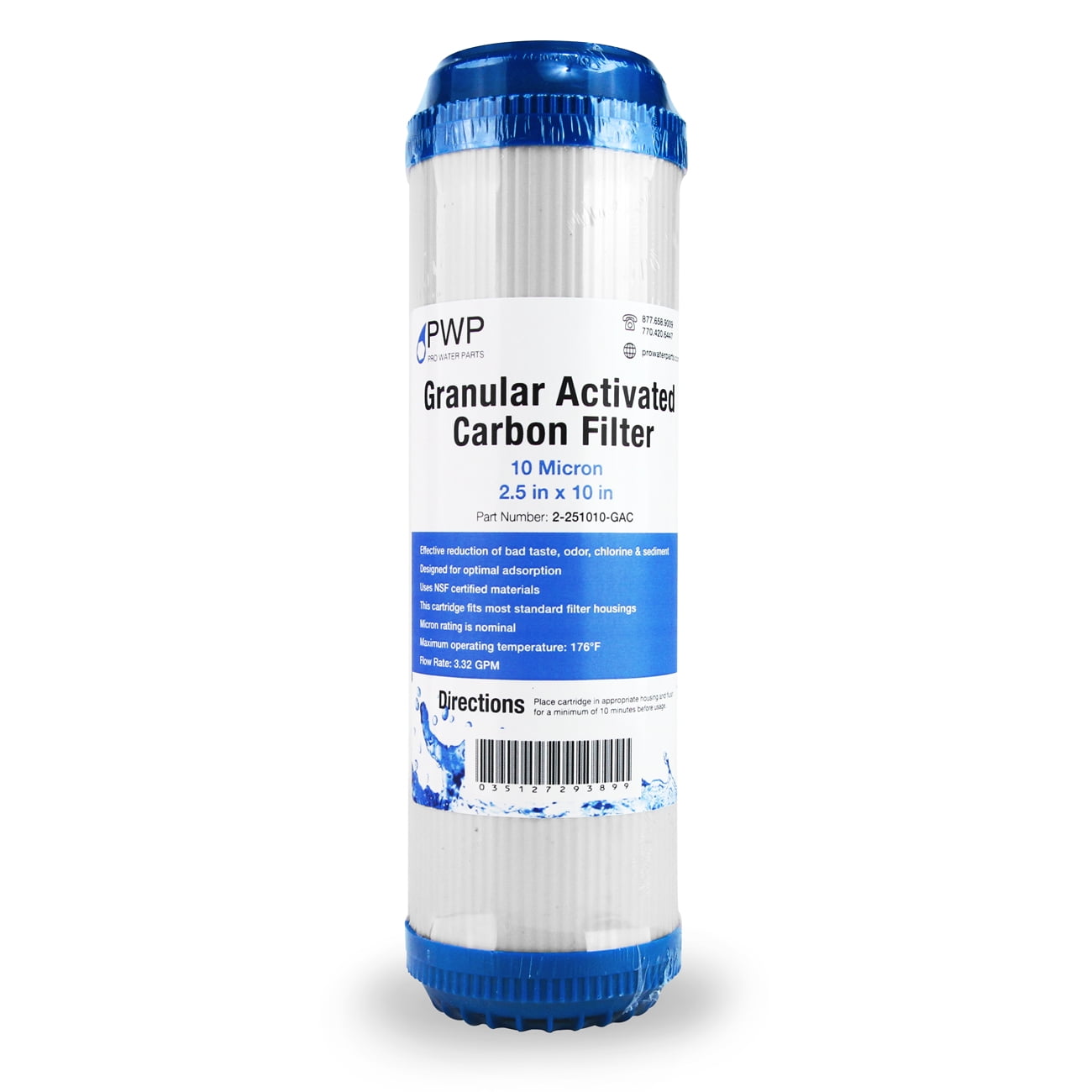 Granular Activated Carbon GAC Filter Cartridge 2.5X10" 10 Micron ...