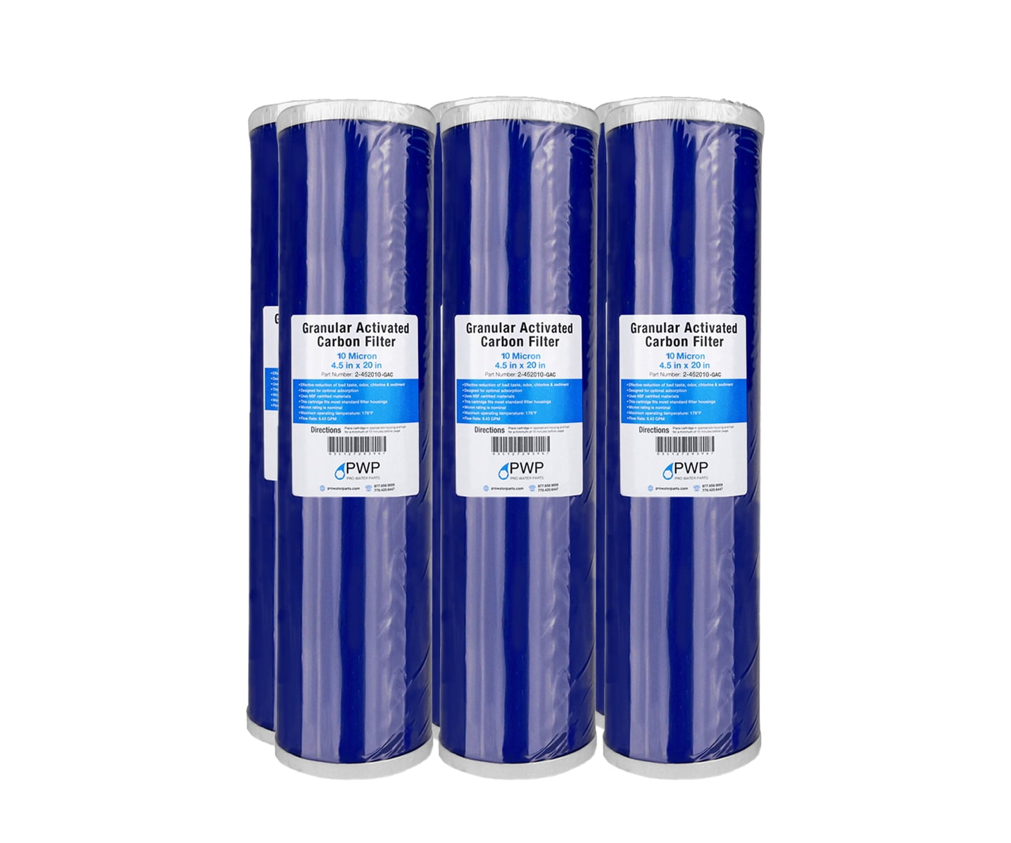 Granular Activated Carbon Water Filter 20x4.5" 10 Micron 6 Pack ...