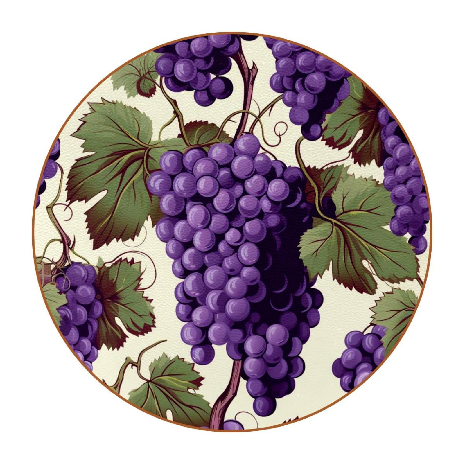 Grape 6PCS Round Coasters, Microfiber Leather Drink Coasters Set of 6 ...