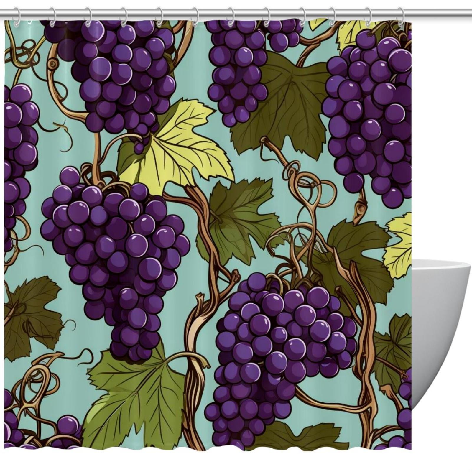Grape Art Shower Curtain Set with Hooks,Home Bathroom Bathtubs Decor ...