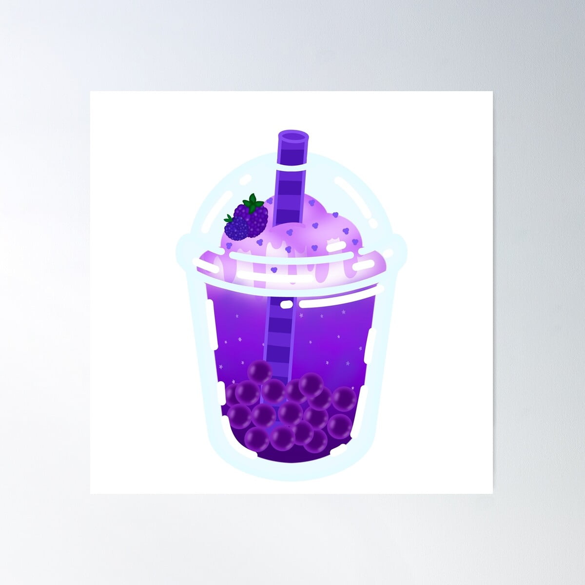 Grape Boba Tea Poster Wall Art, Modern Wall Decor For Living Room ...