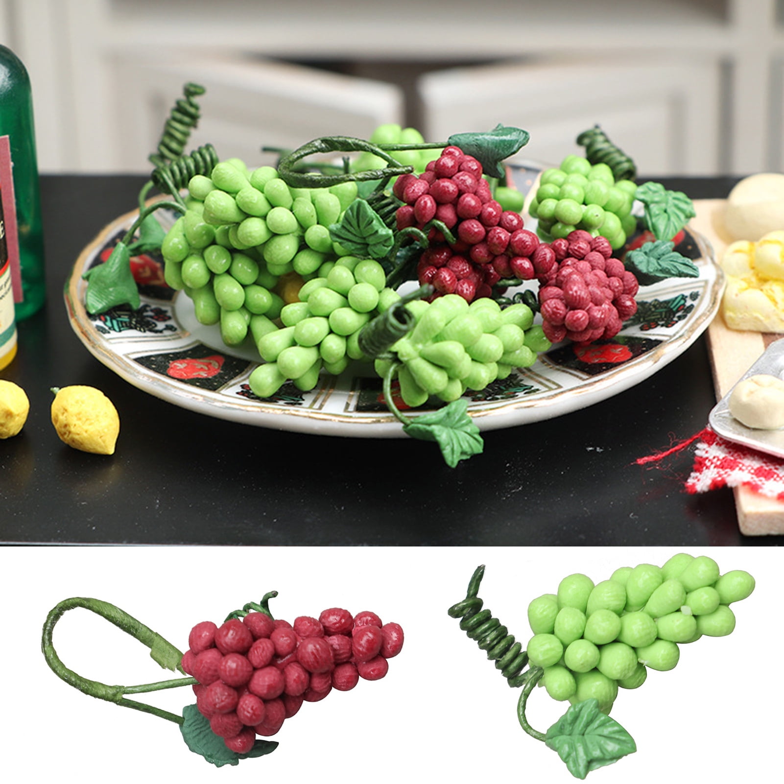 Grape Bunch Model Dollhouse Accessory, 1:12 Clear Texture, Set of 10 ...