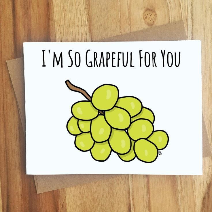 Grape Card - "I'm So Grapeful For You" Fun Greeting Card - Perfect for ...