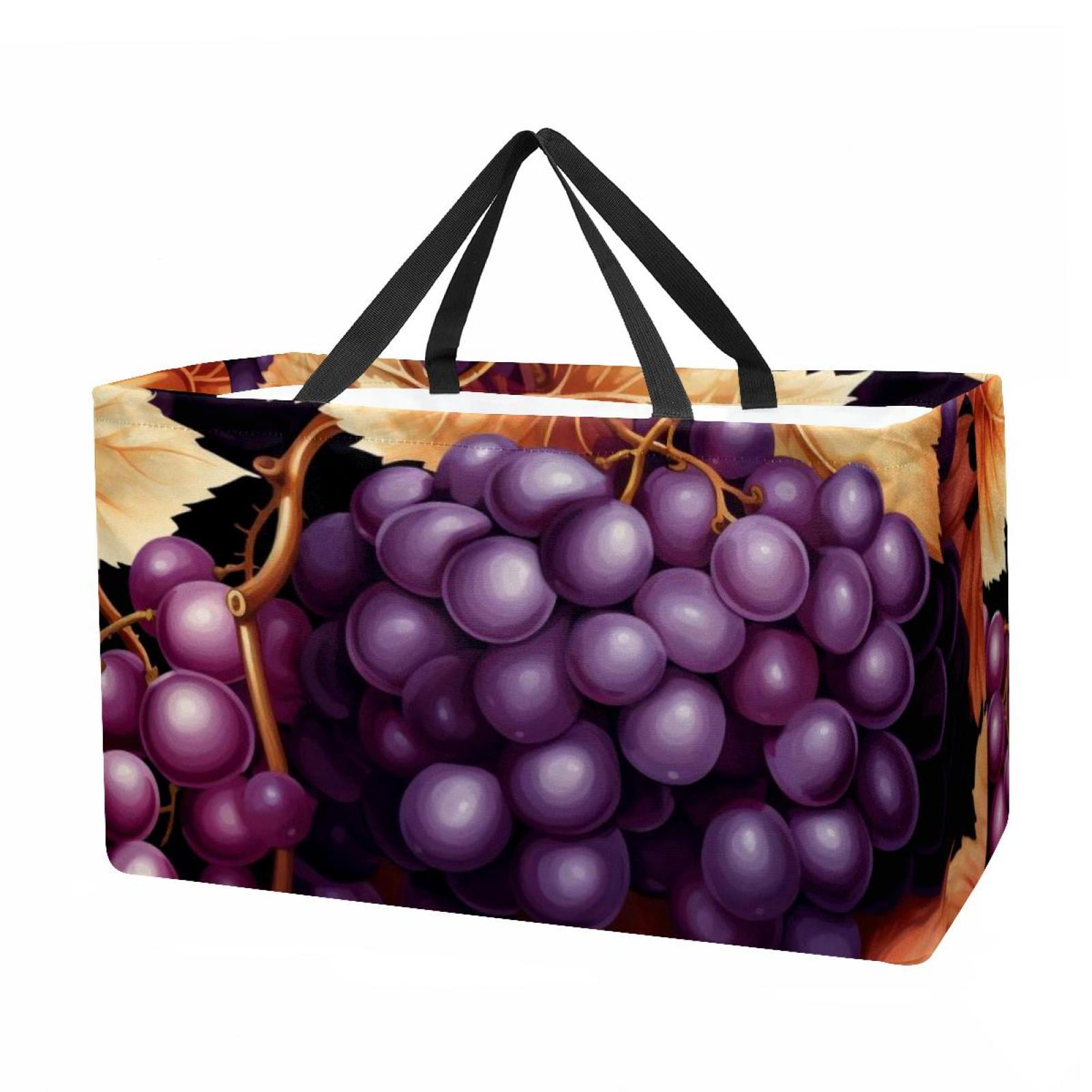 Grape Collapsible Oxford Cloth Tote Bag: Reusable, Foldable, and Large ...