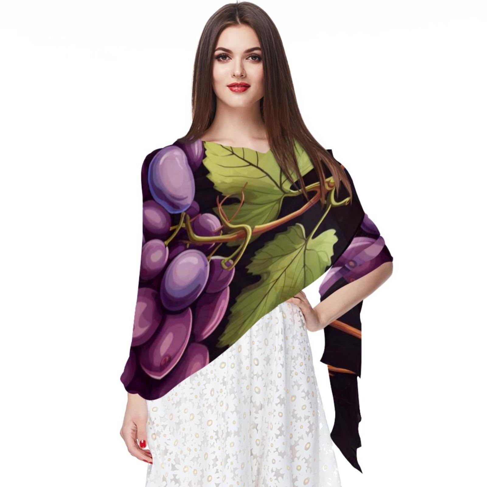 Grape Elegant Silk Scarf - Translucent Chiffon Yarn - Lightweight and ...