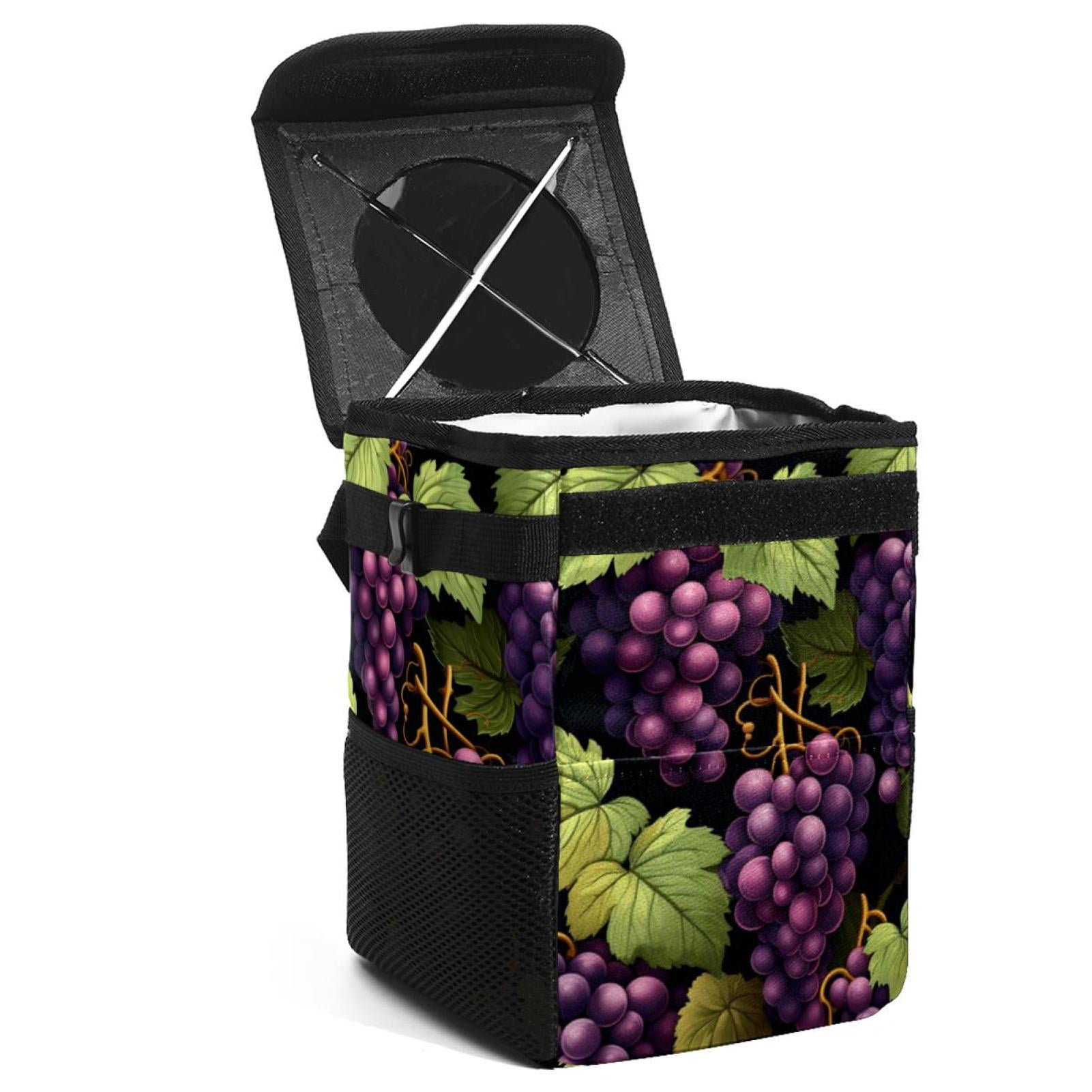 Grape Foldable Car Garbage Can with Lid, Leak-proof Mini Trash Can ...
