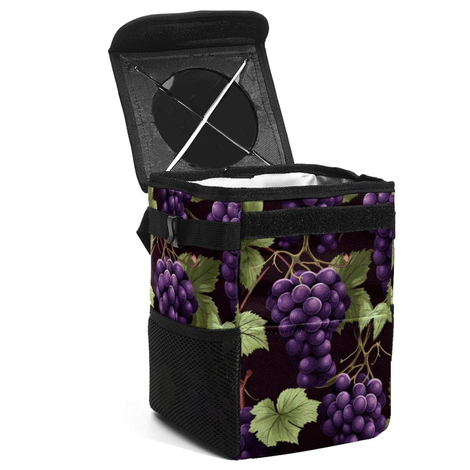 Grape Foldable Car Trash Can with Lid, Leak-Proof Mini Trash Can ...