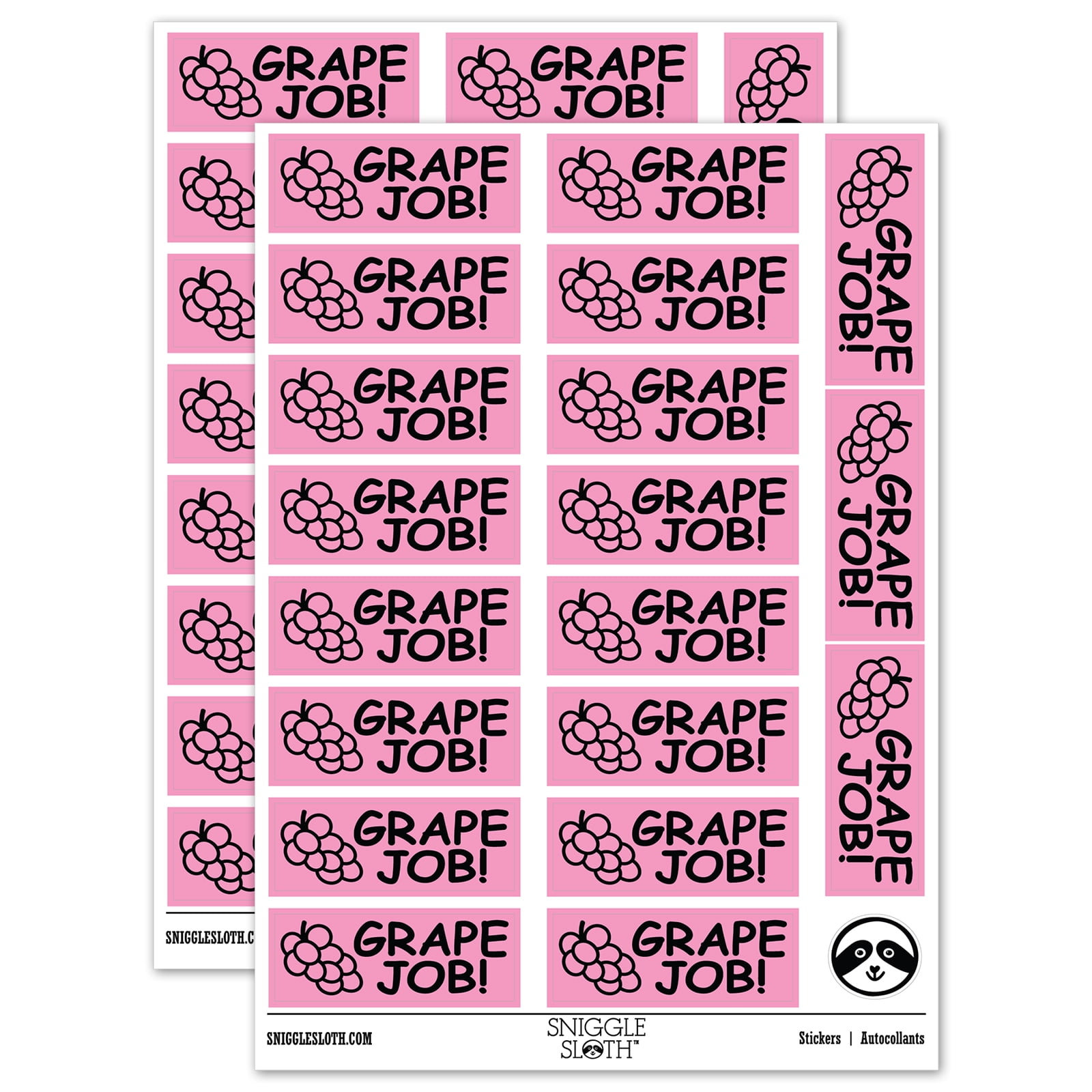 Grape Great Job Teacher Student School Sticker Set - Light Pink - Matte ...