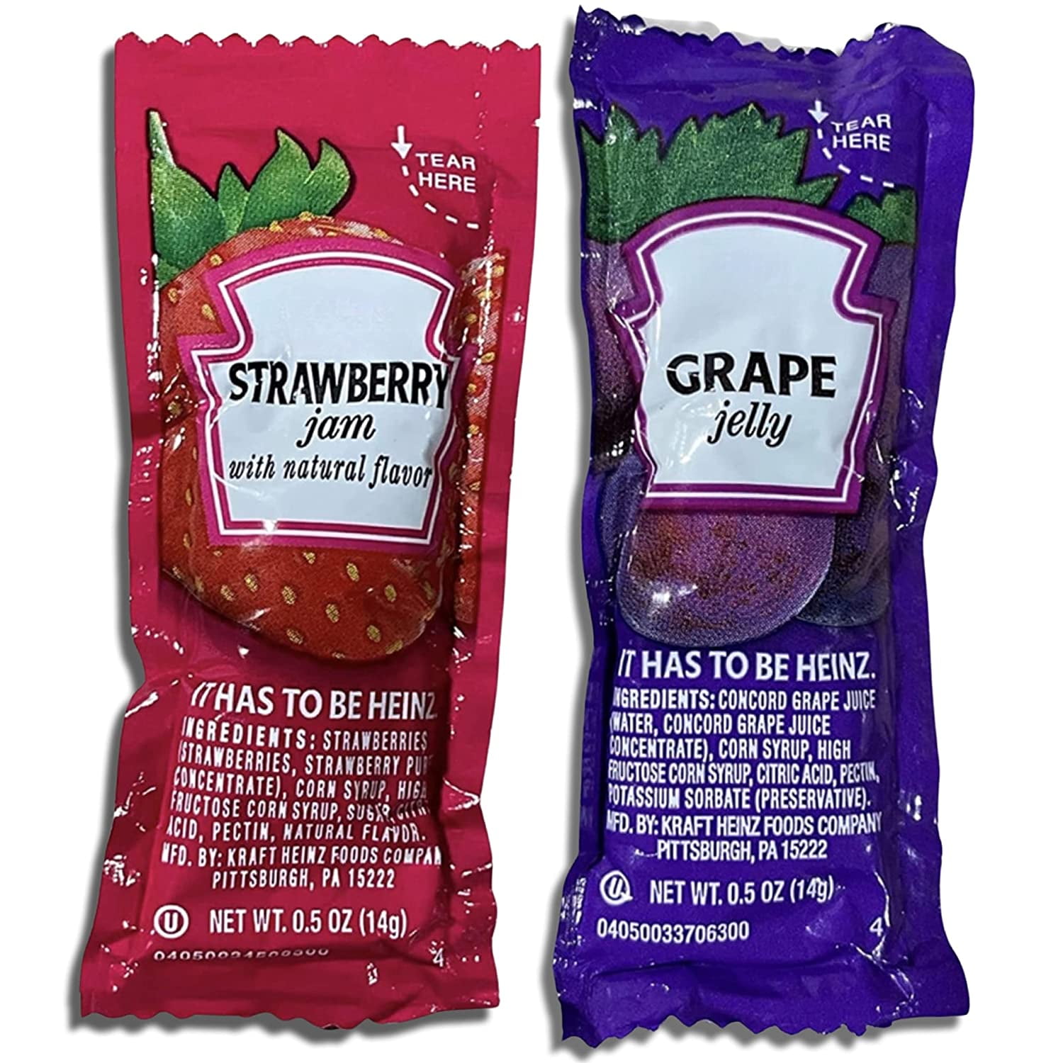 Grape Jelly Strawberry Jam Single Serve Packets Combo Pack of 50 ...