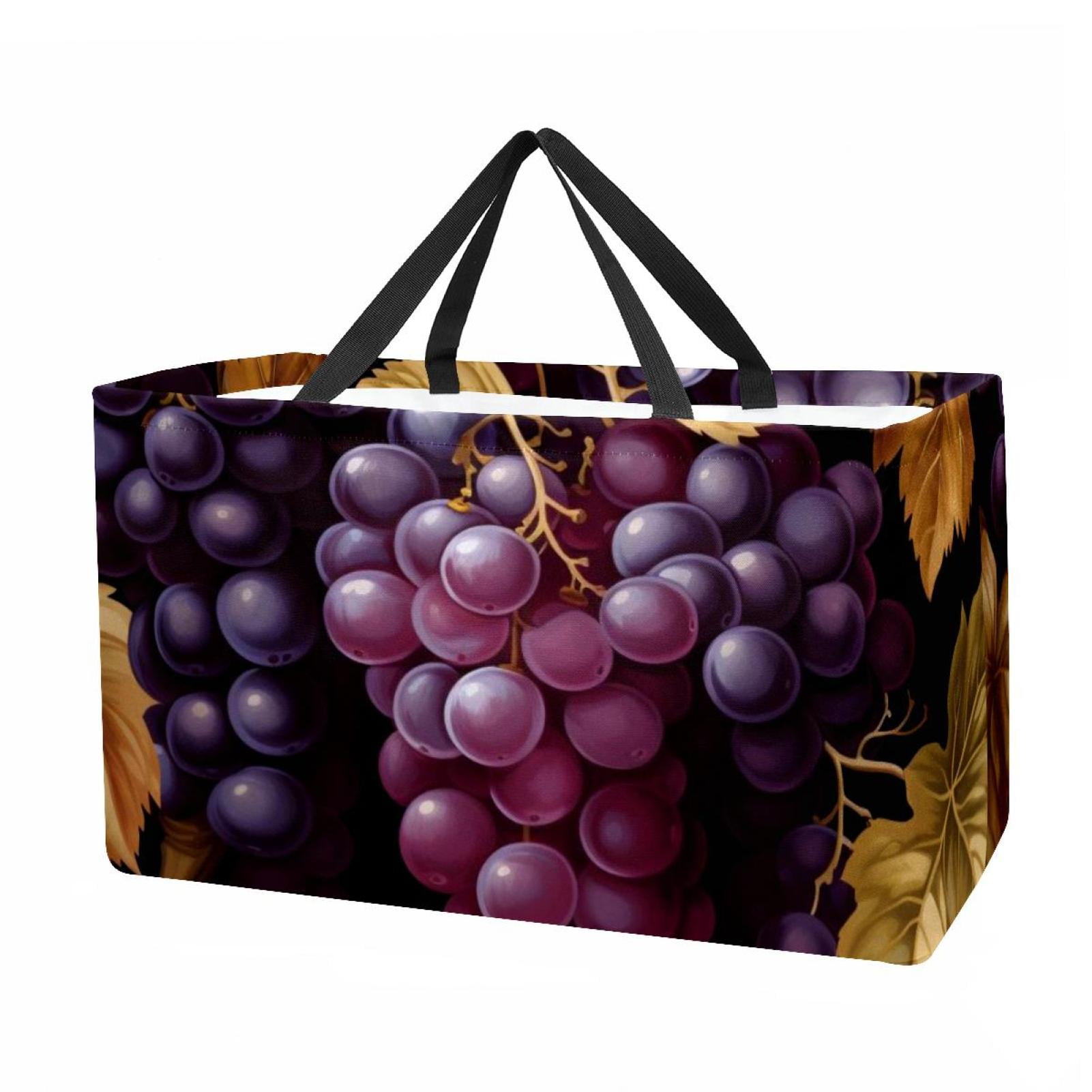 Grape Large Foldable Grocery Baskets with Storage Bag – Oxford Cloth ...