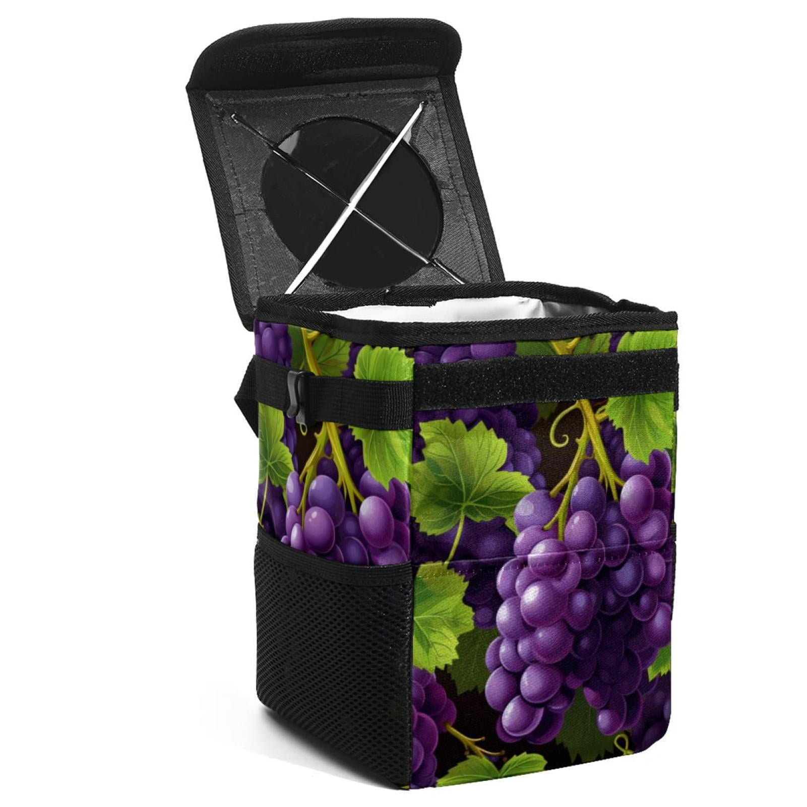 Grape Mini Trash Can for Car: Foldable, Leak-Proof with Lid, Hanging ...