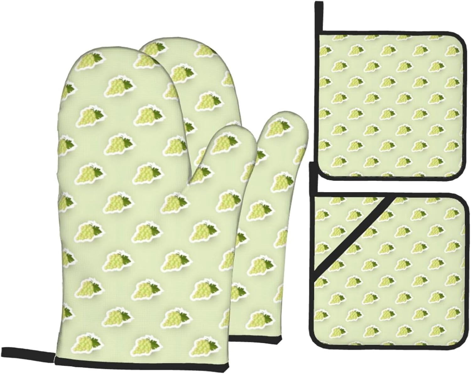 Grape Oven Mitts and Pot Holders 4 Pcs Sets for Kitchen, Cooking Gloves ...