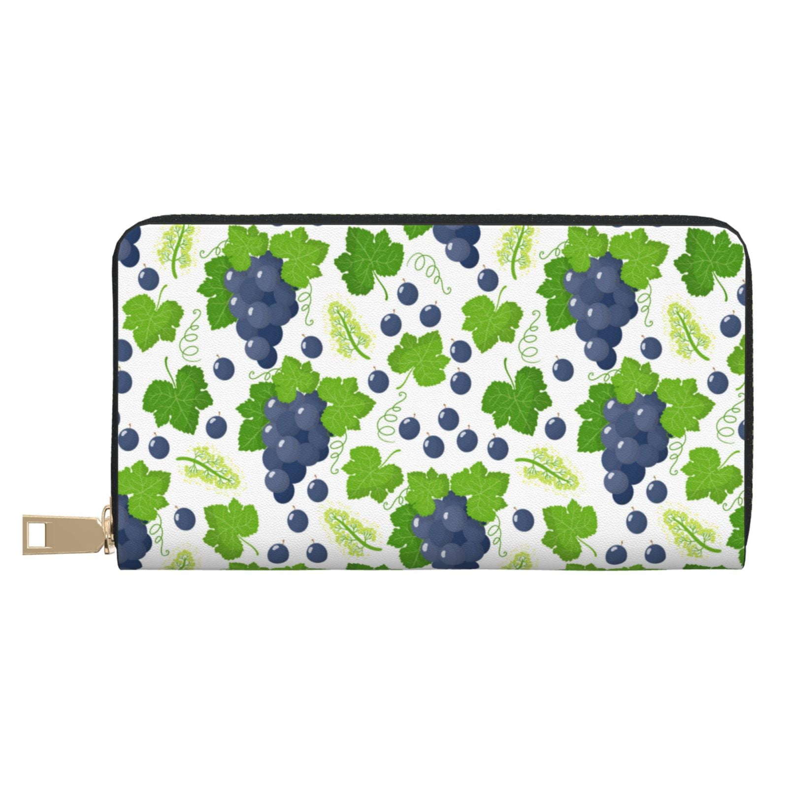 Grape Print cartoon Wallet Women, Leather Bifold Multi Card Wallet ...