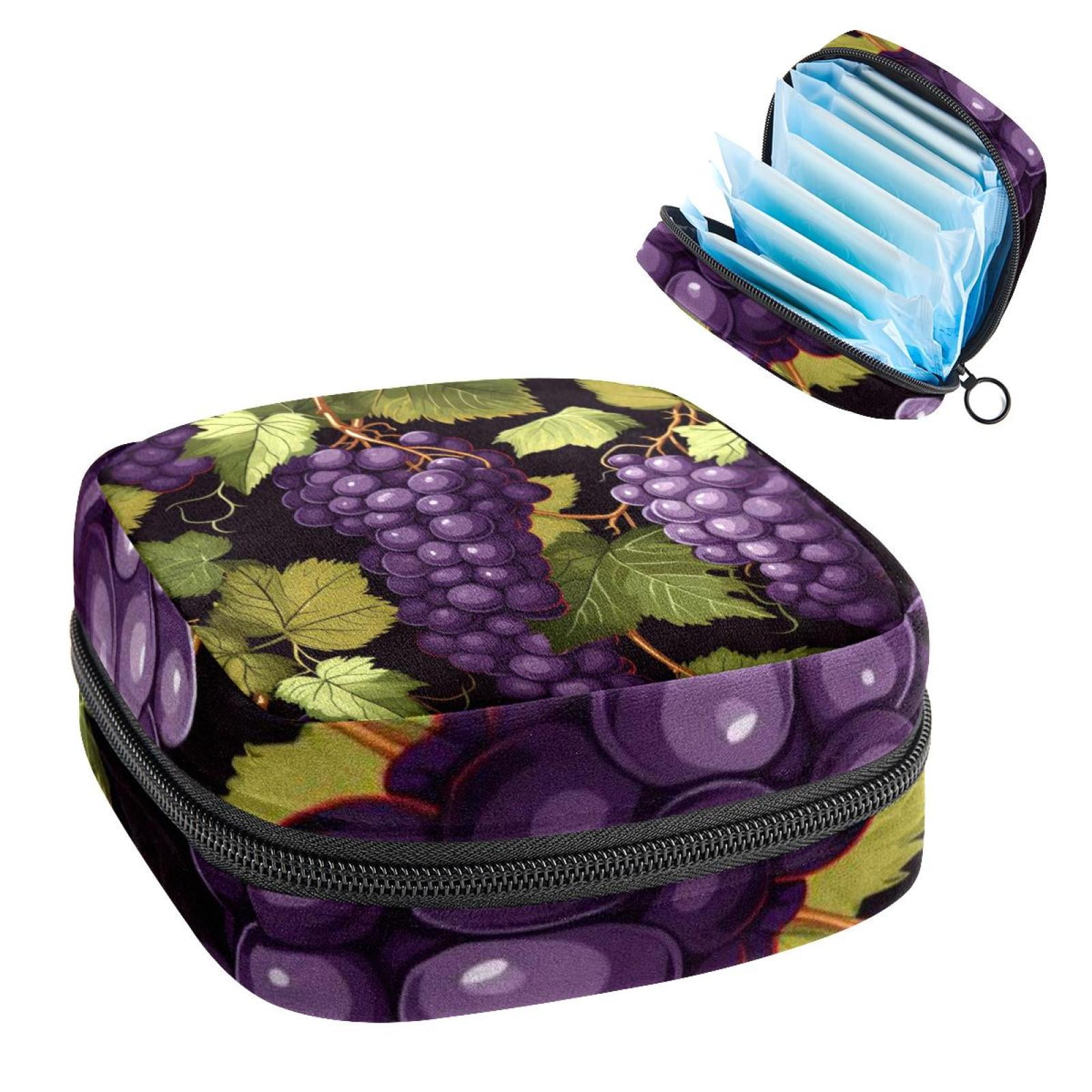 Grape Sanitary Napkin Bag Period Pouch Travel Organizer Zipper Pouch ...