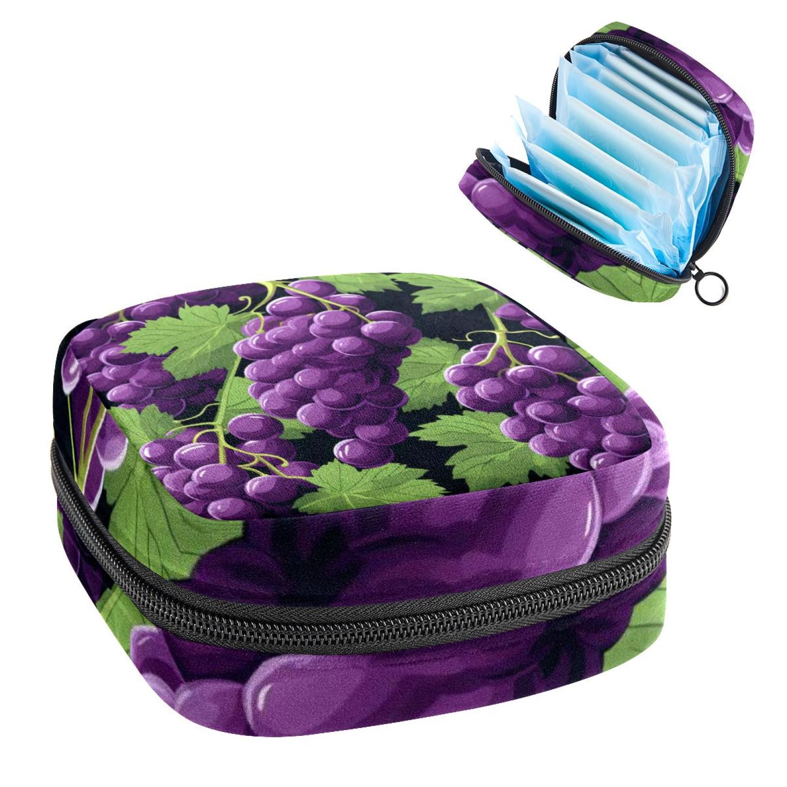 Grape Sanitary Napkin Pouch Bag with Plush Fabric, Sponge, and Oxford ...