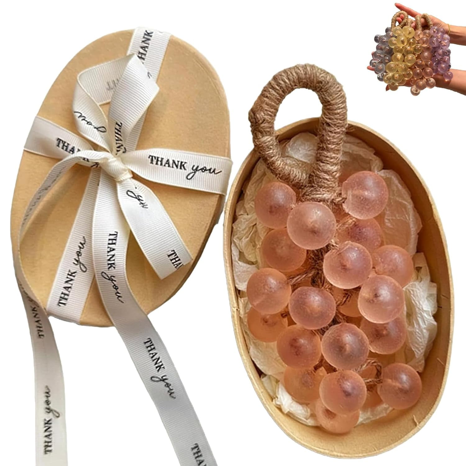 Grape Soap, Handcrafted Grapes Soap on a Rope with Box, Cluster Shaped ...