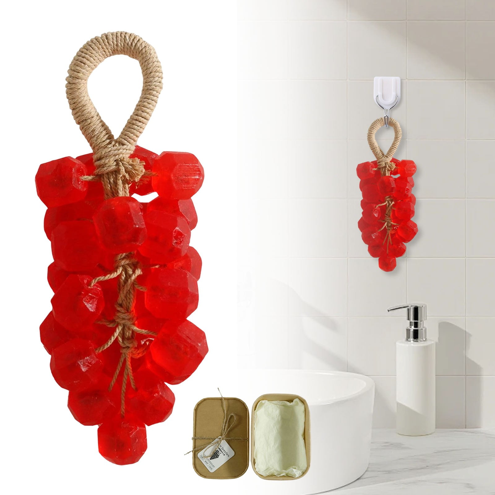 Grape Soap on a Rope, 2026 New Handmade Grape Cluster Soap Natural Cold ...