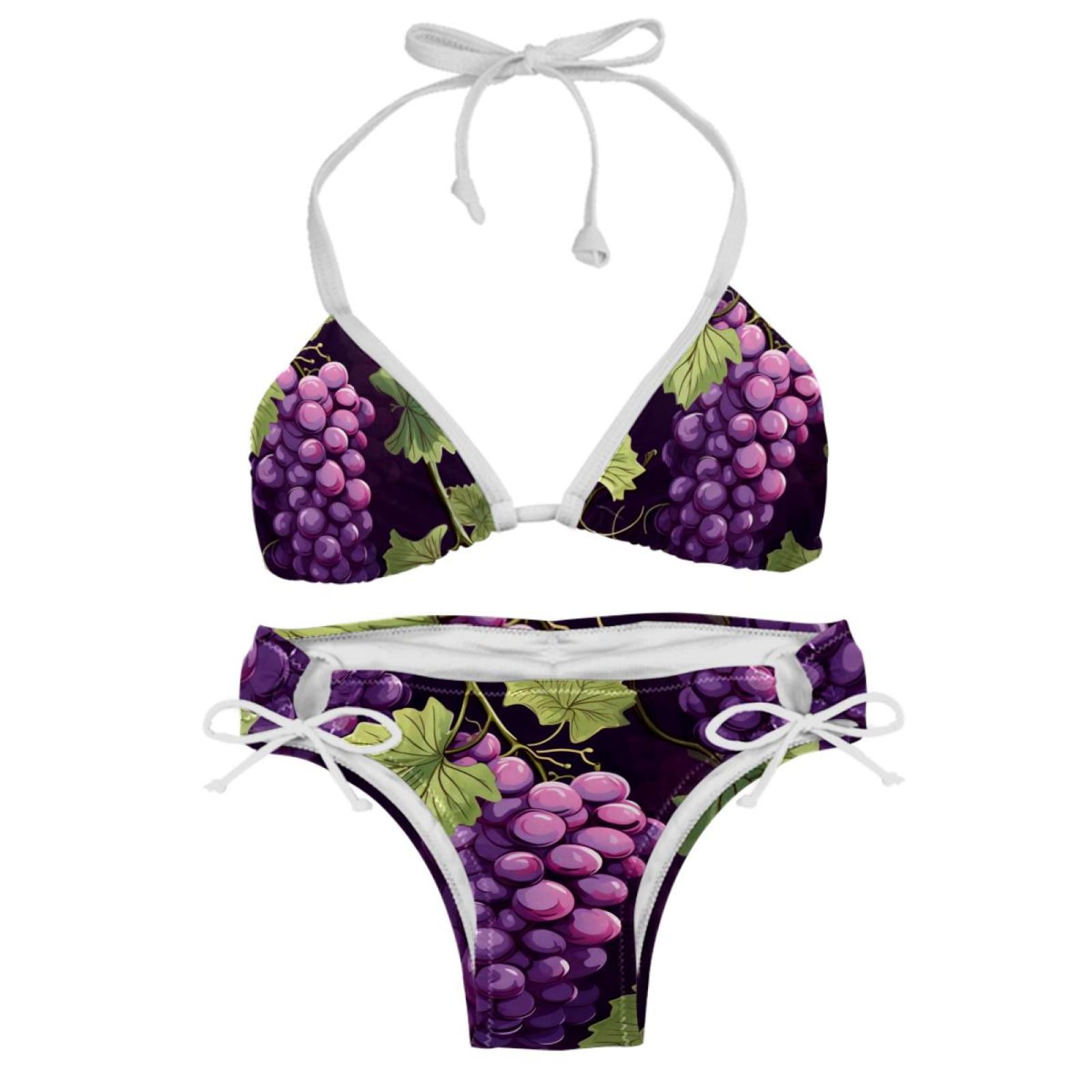 Grape Swimming Suit Bikini Set Bikinis, Detachable Sponge, Adjustable Strap, Two-Pack, Beach ...